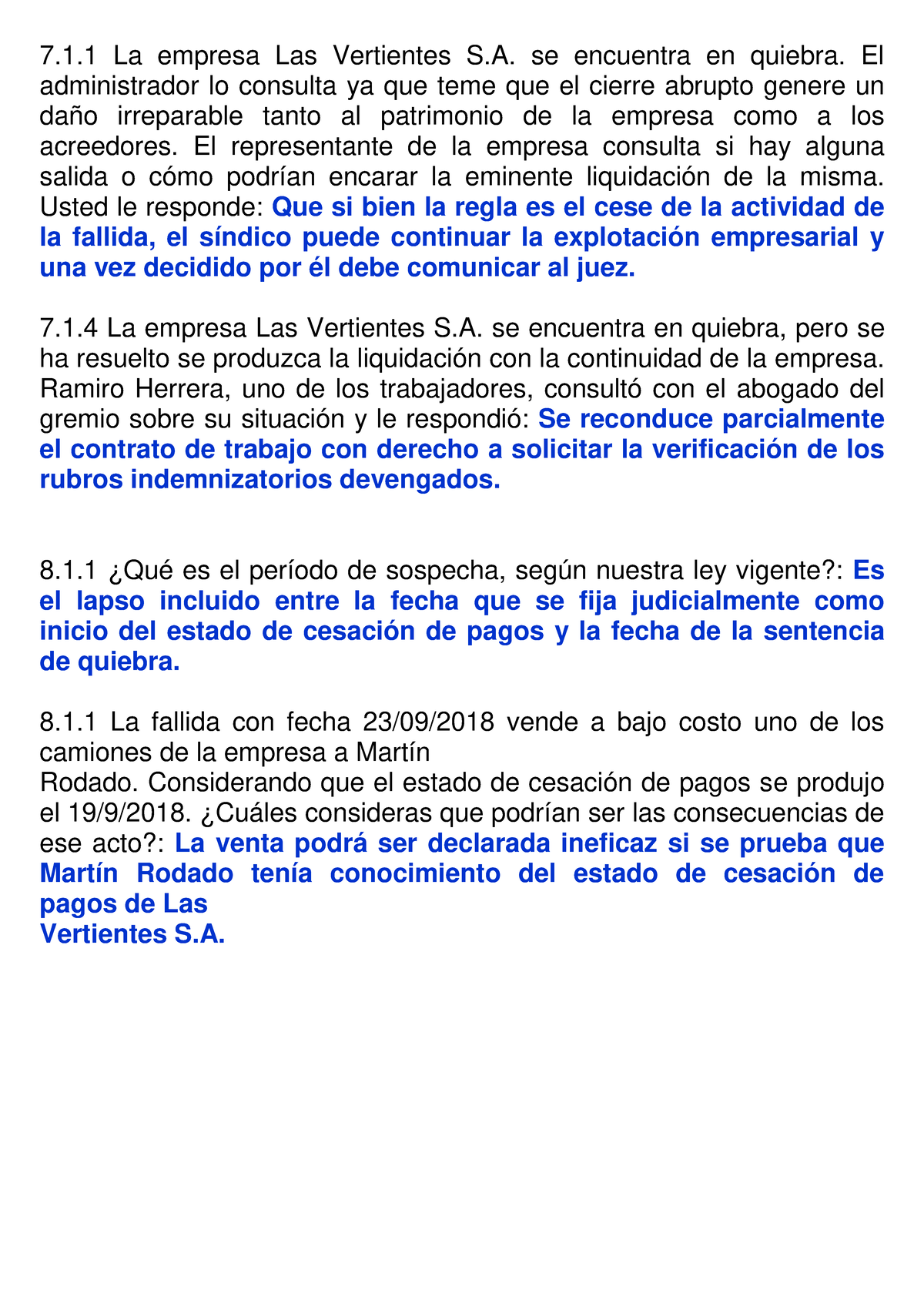 Unidad 10 7y8 - 7.1 La empresa Las Vertientes S. se encuentra en ...