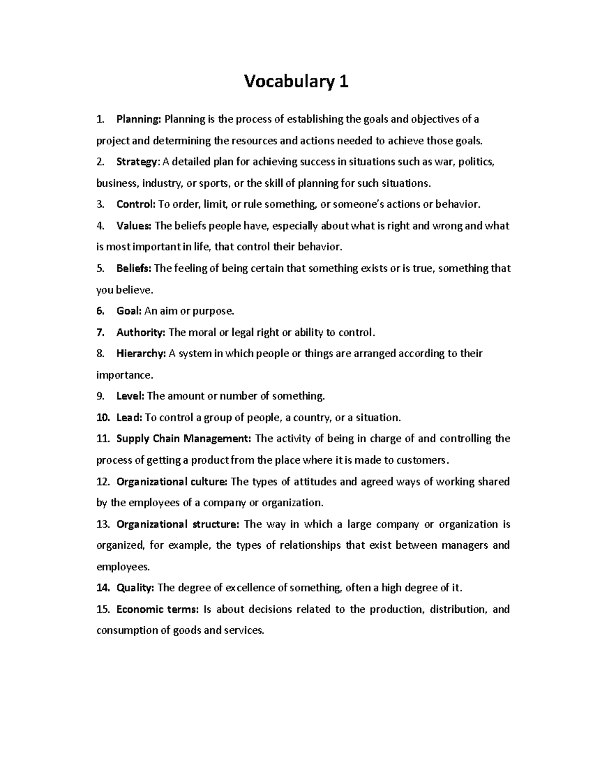 Activity A11 Vocabulary I space - Vocabulary 1 Planning: Planning is ...