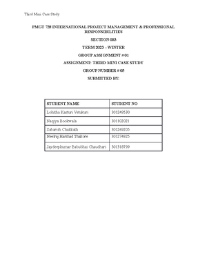 Int Proje Mgmt and Prof Resp Assignment 1 - Mini Case 1 - PMGT 728 ...