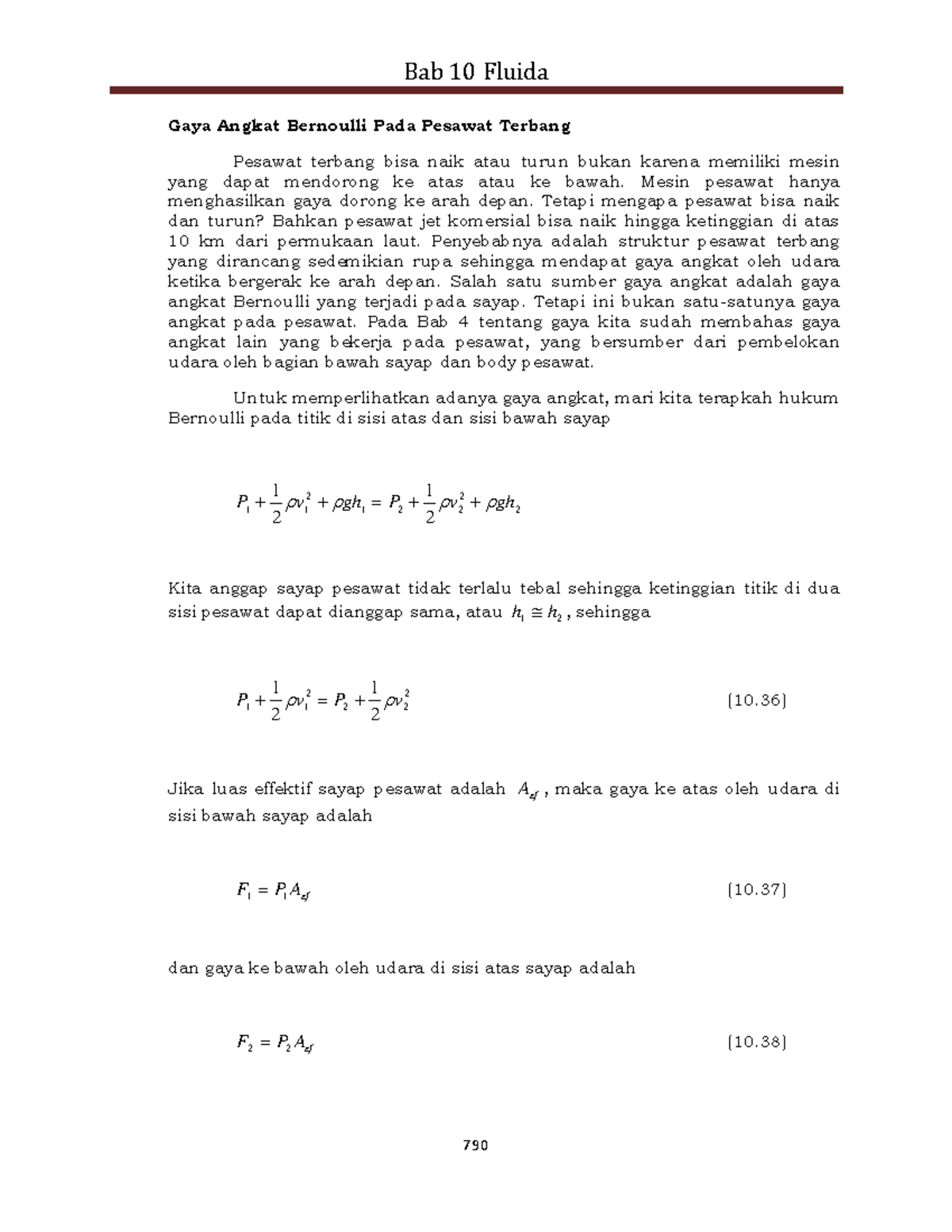 Bab 1 Besaran dan Satuan boss 5-35 - Bab 10 Fluida 790 Gaya Angkat Bernoulli Pada Pesawat ...