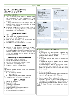 Anachem - for completion - 1. What is Analytical Chemistry? Analytical ...