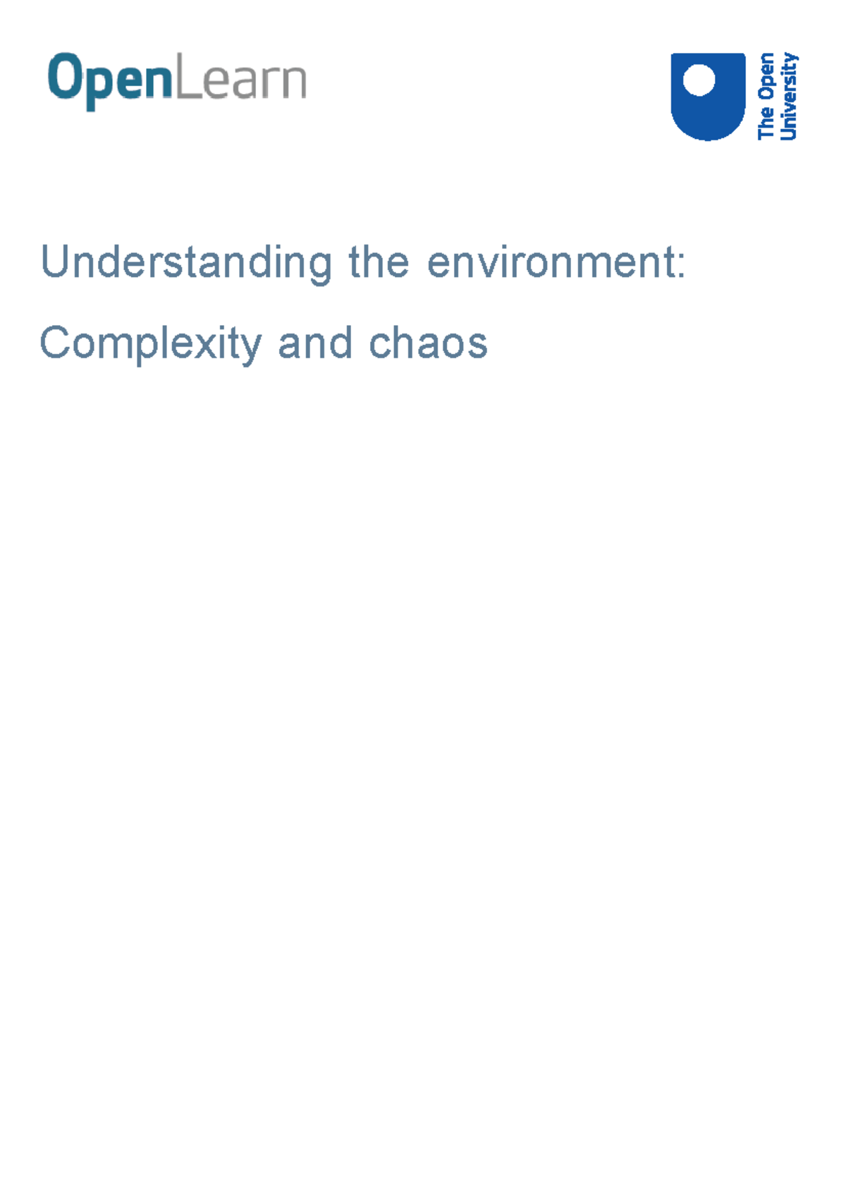 Understanding the environment complexity and chaos printable ...