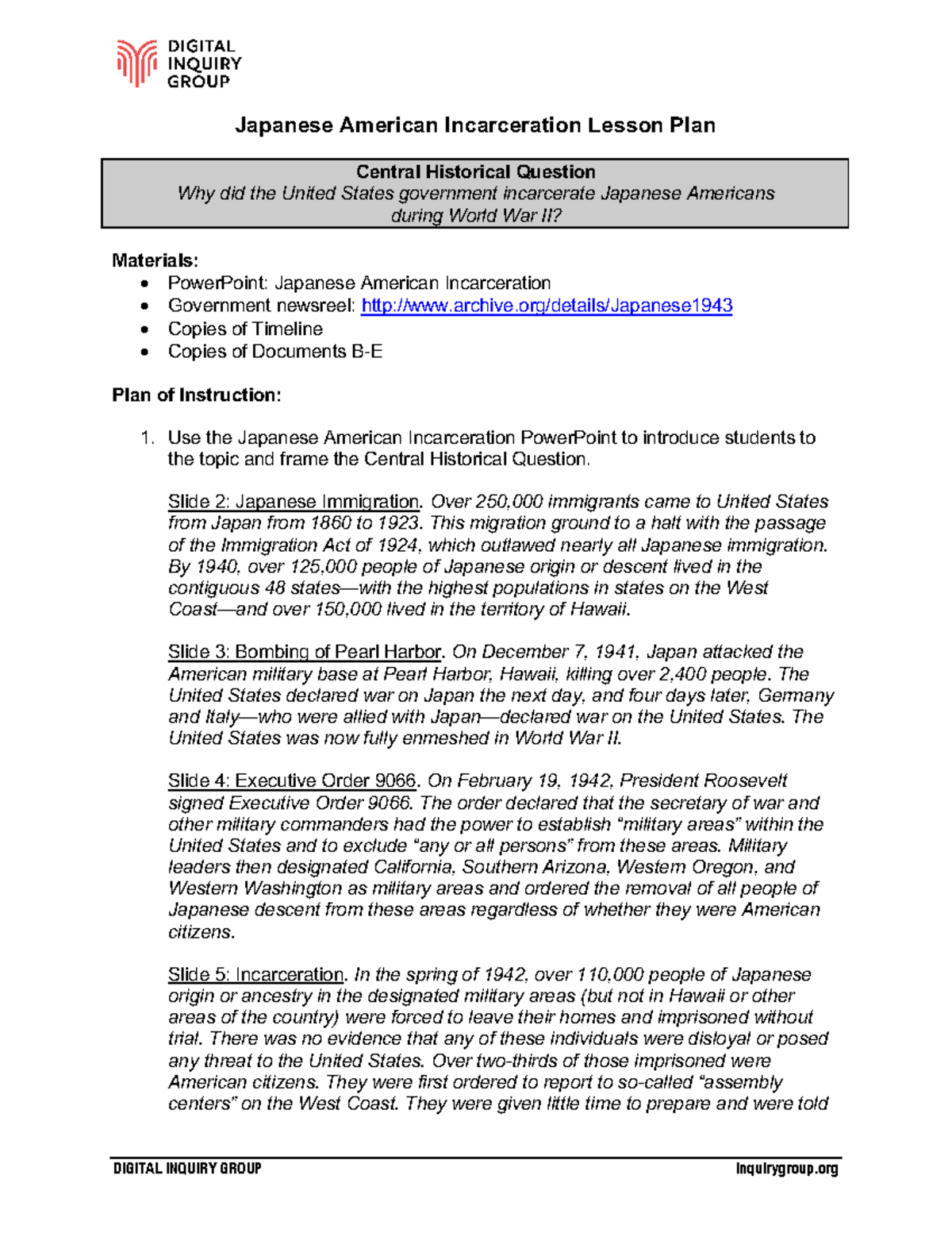 Japanese American Incarceration Teacher Materials - Japanese American ...