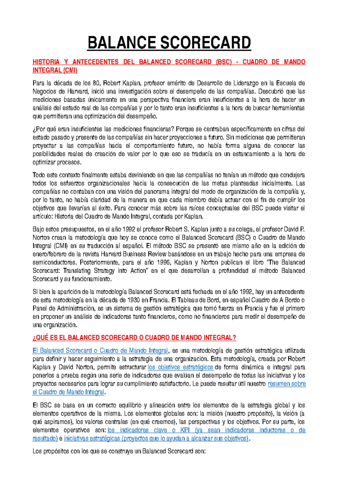 Balanced Scorecard - BALANCE SCORECARD HISTORIA Y ANTECEDENTES DEL ...