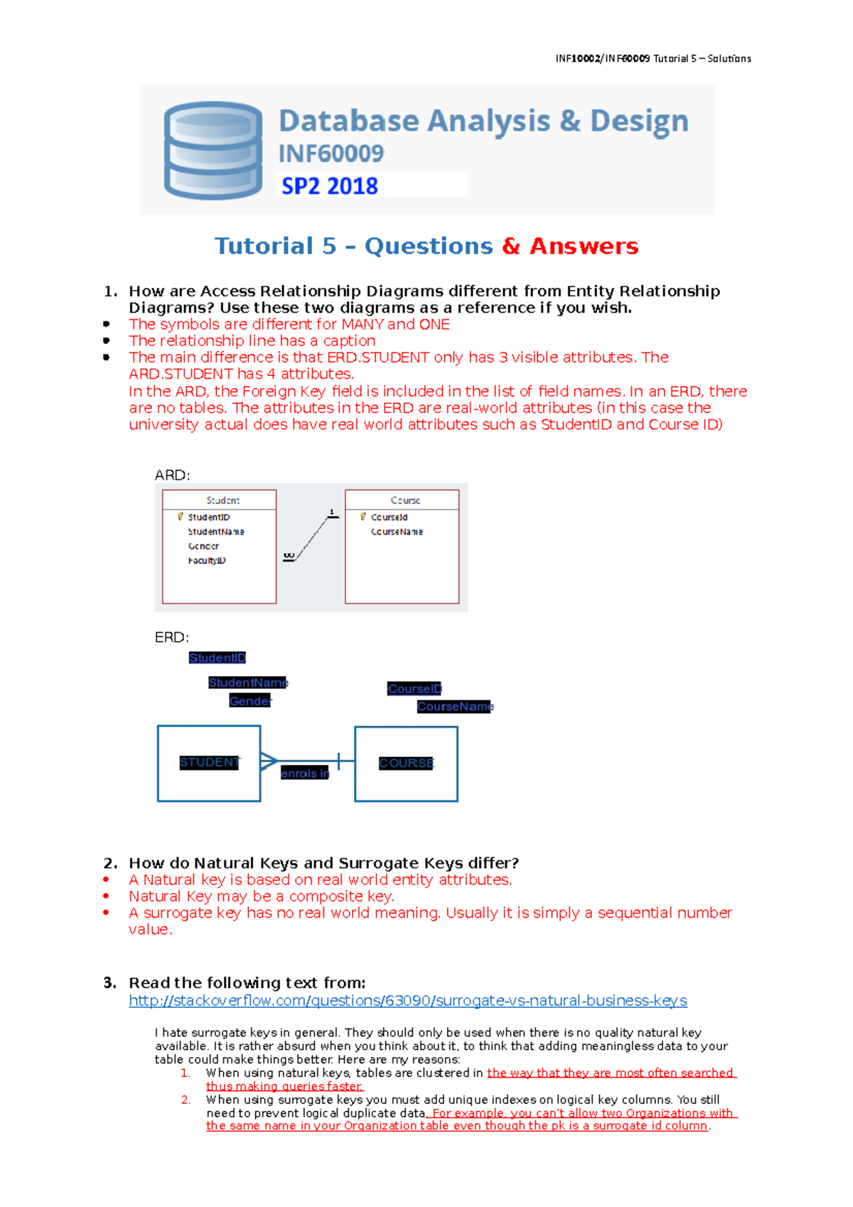 INF60009 TU5 Answers - Tutorial 5 Solutions Tutorial 5 Questions Answers 1. How are Access - Studocu