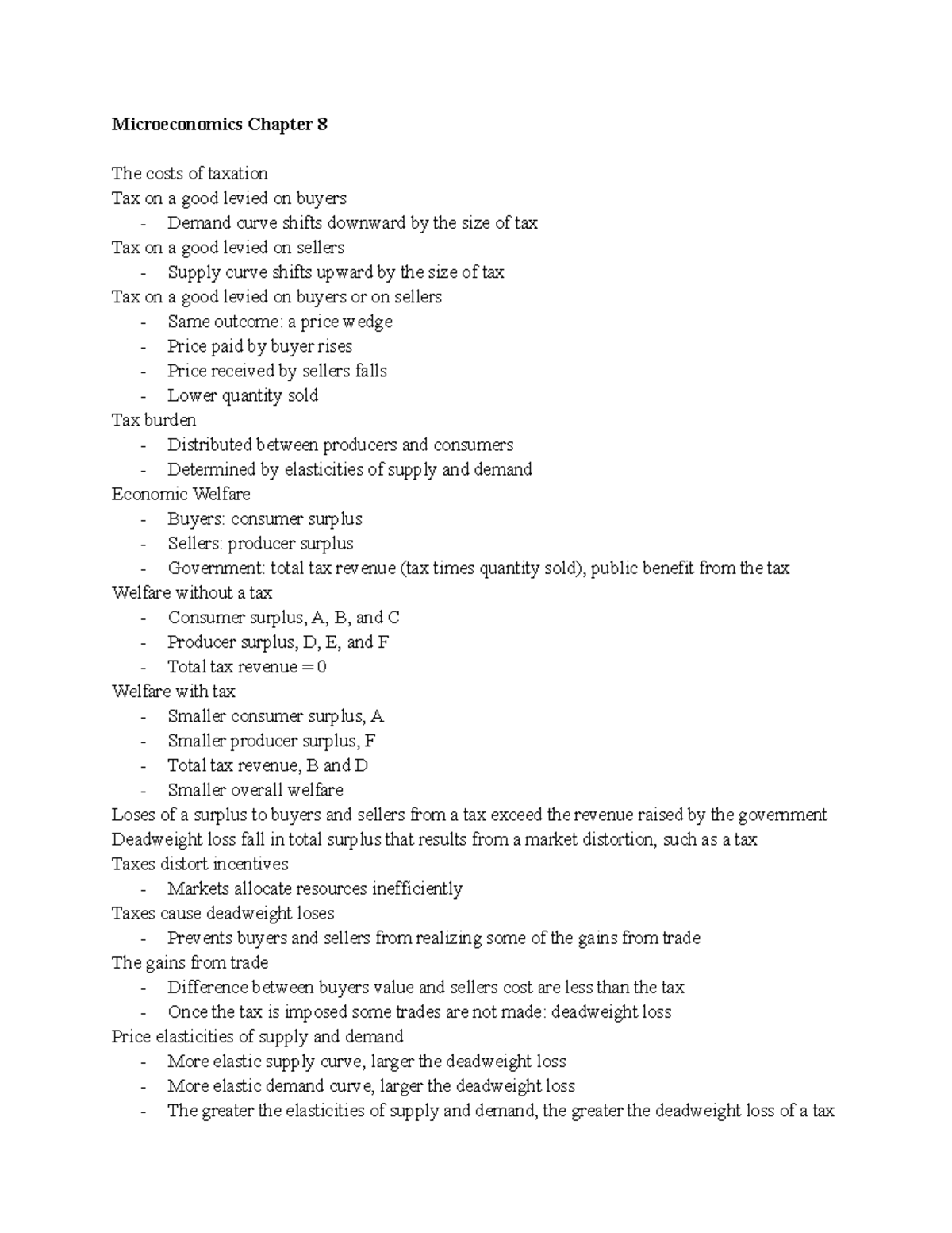 Microeconomics Chapter 8 - Studocu