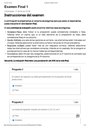 Examen Parcial 2 -Unidad 3 Y Unidad 4- Estadisticas II - Examen Parcial ...