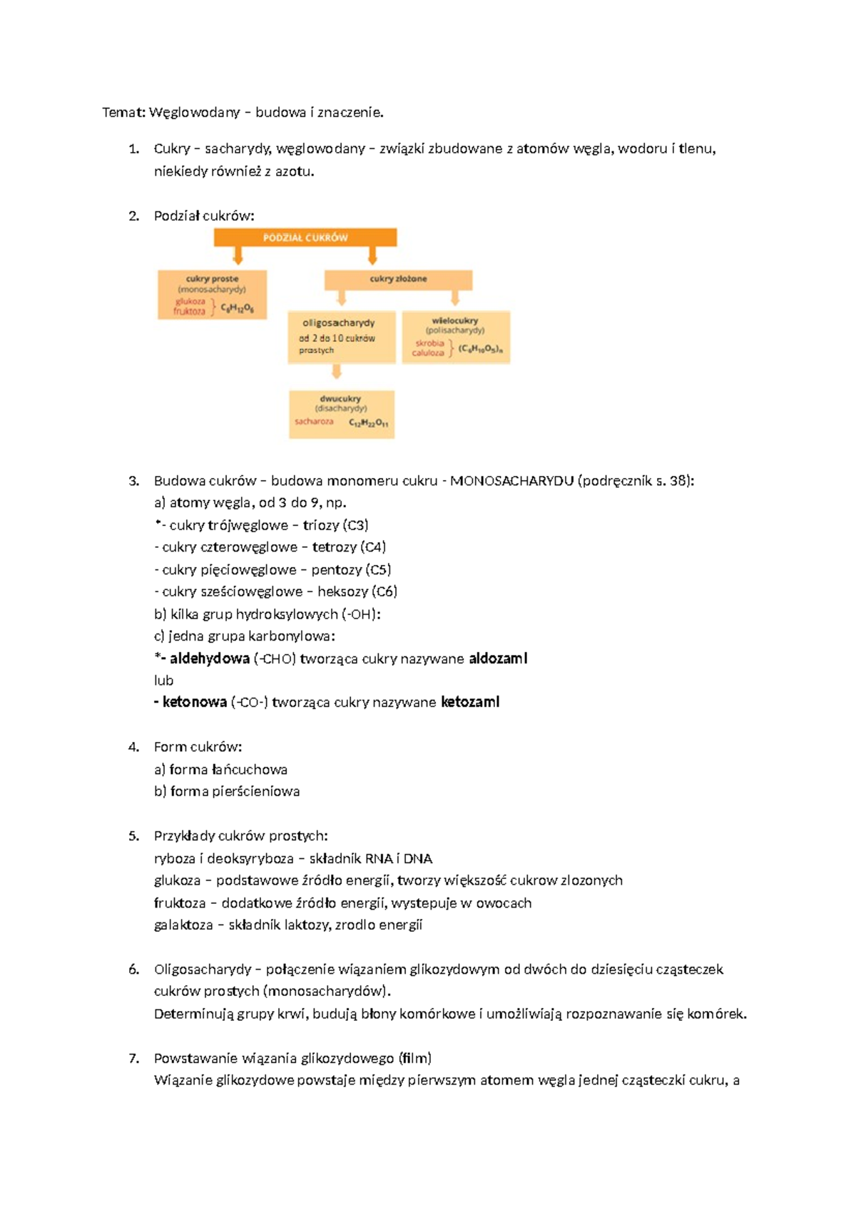 Budowa i funkcje sacharydów pp - Temat: Węglowodany – budowa i ...