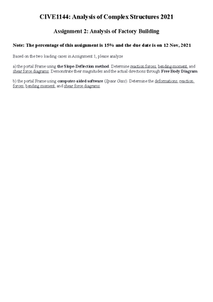 CIVE1144 Analysis of Complex Structures Assignment 1 (2021) - CIVE1144 ...