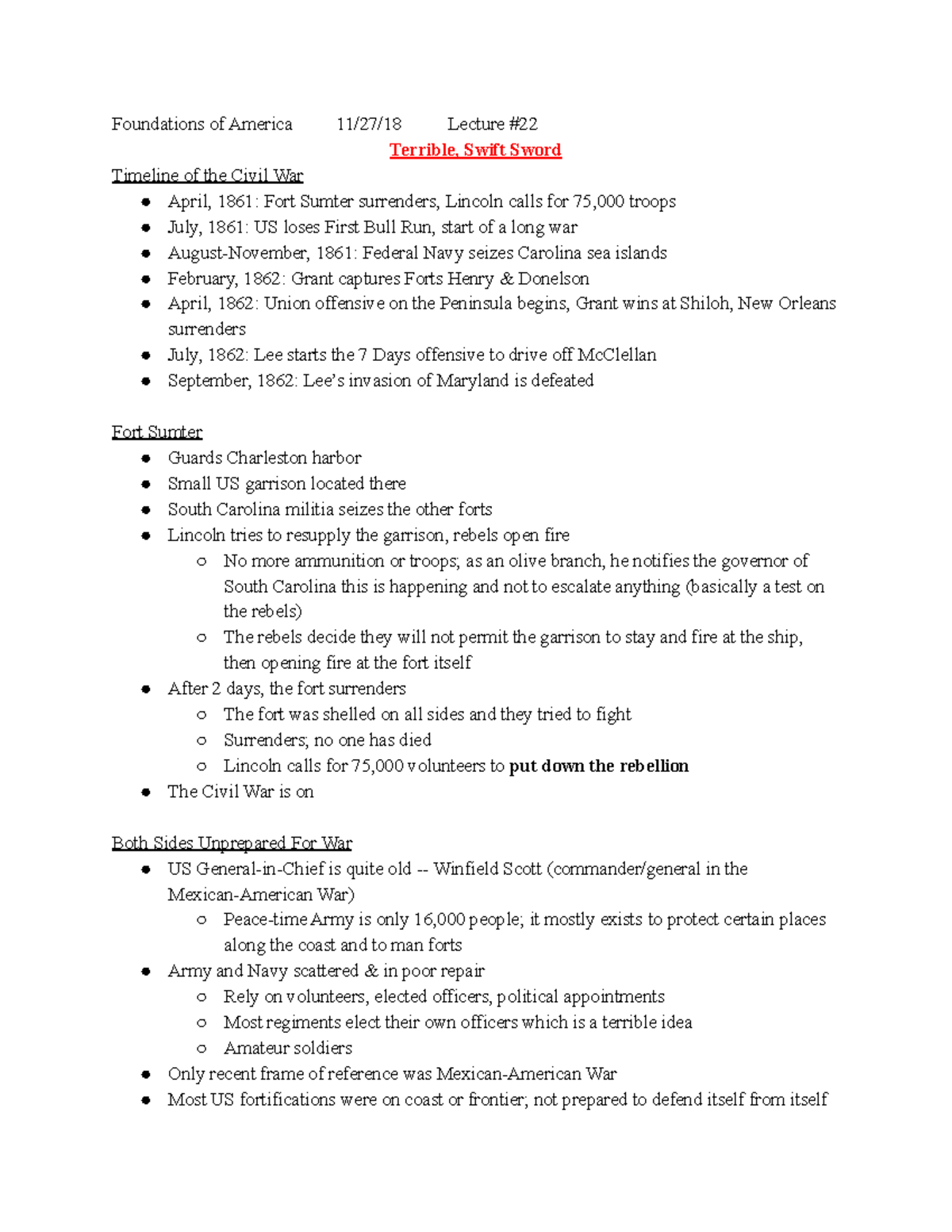 Copy of Foundations of America Lecture #22 Terrible, Swift Sword ...