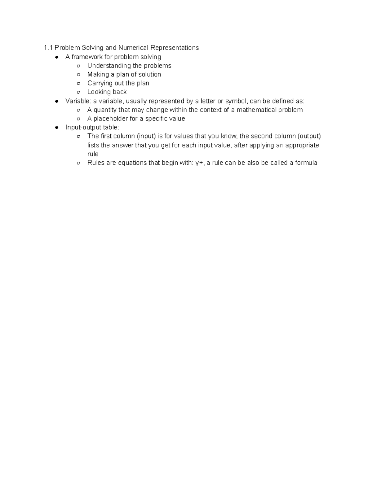 1.1 Problem Solving and Numerical Representations - Studocu