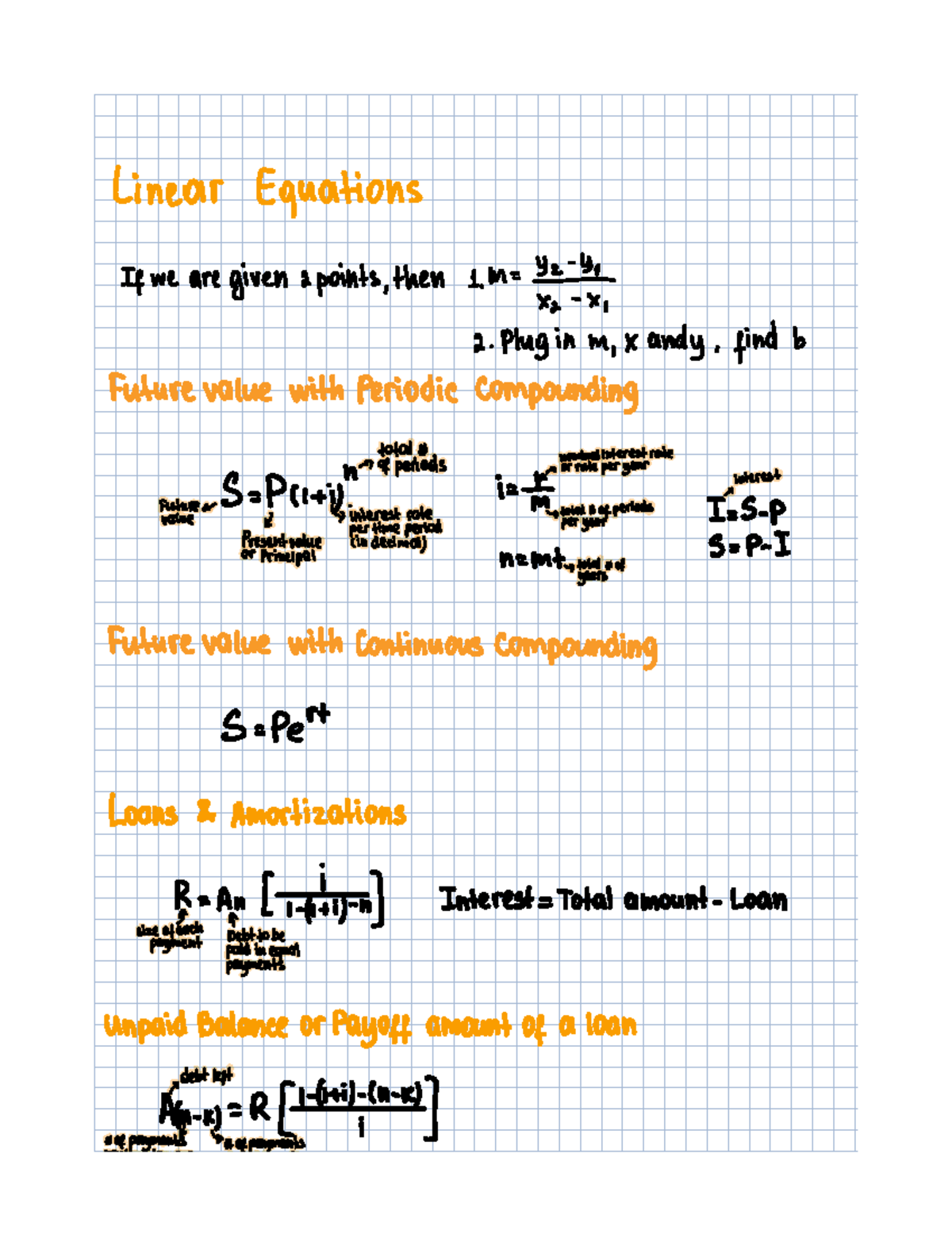 Business Calculus Formulas - Linear Equations If weare given a ...
