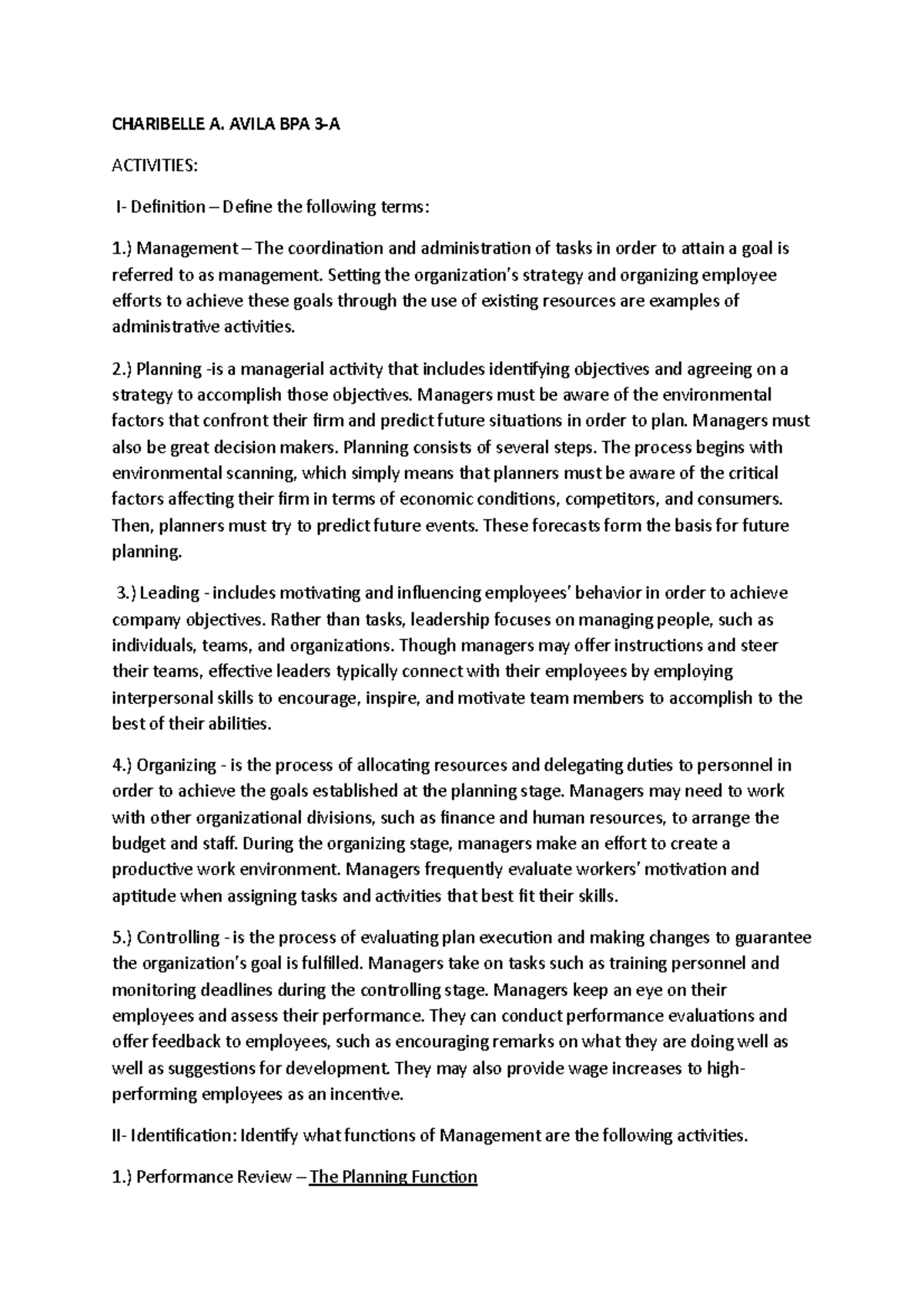 Module 1 BPA 3A, PA 108 - leader - CHARIBELLE A. AVILA BPA 3-A ...