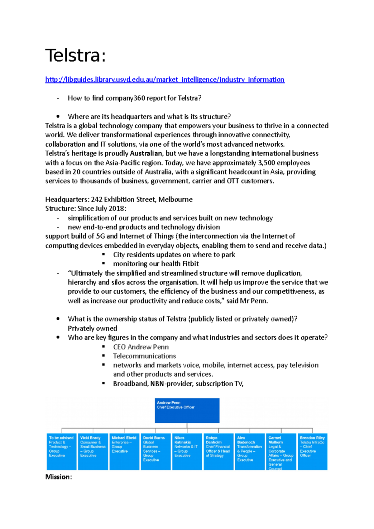 13.3.19 Research - Telstra: How to find company360 report for Telstra ...