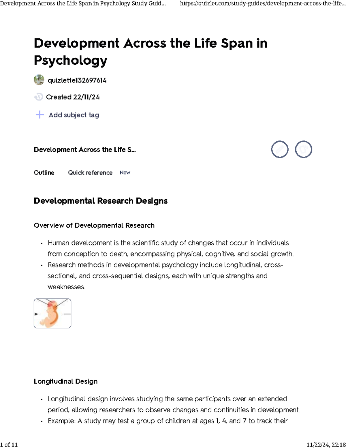 Development Across the Life Span in Psychology Study Guide Quizlet ...