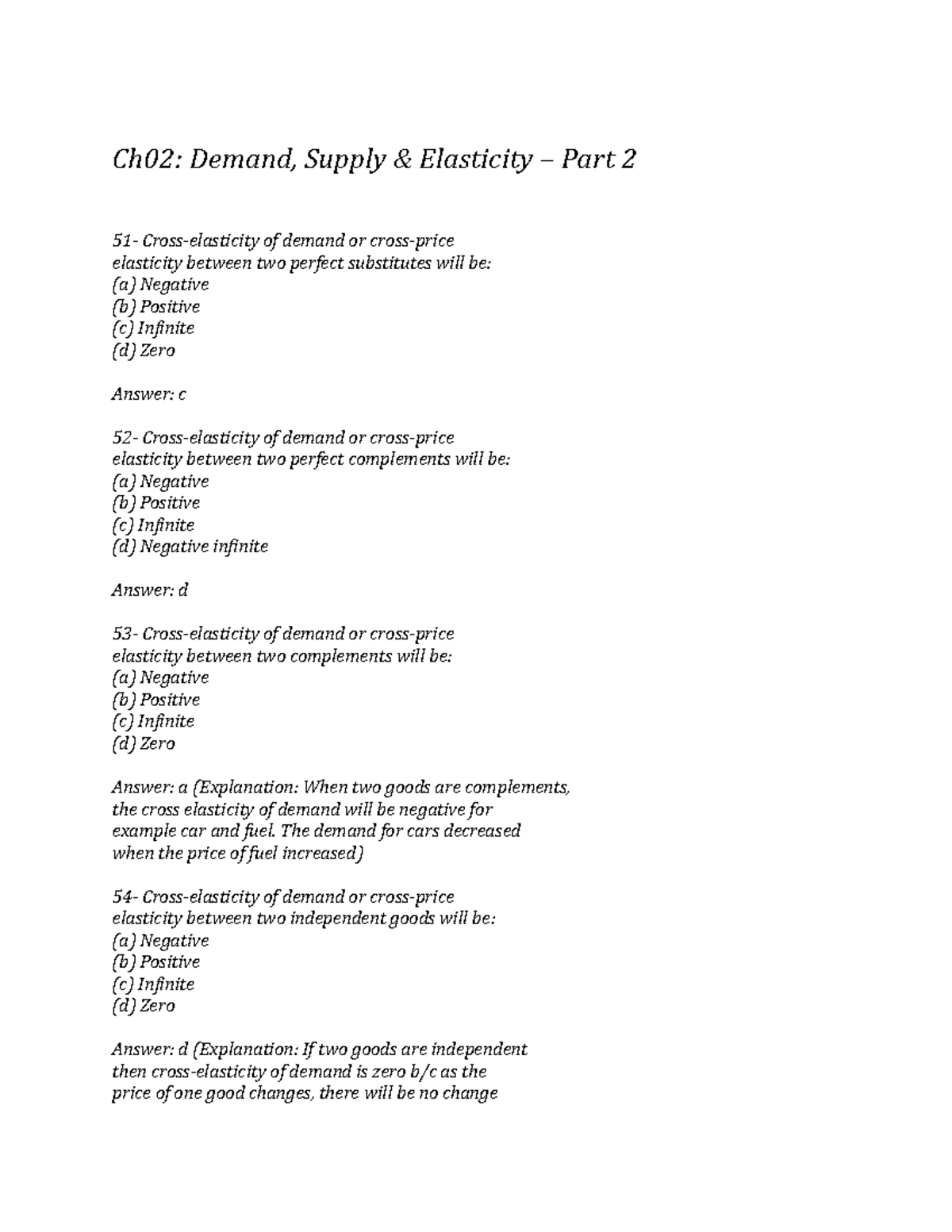 Ch02. Demand, Supply and Elasticity – Part 2 - Ch02: Demand, Supply ...