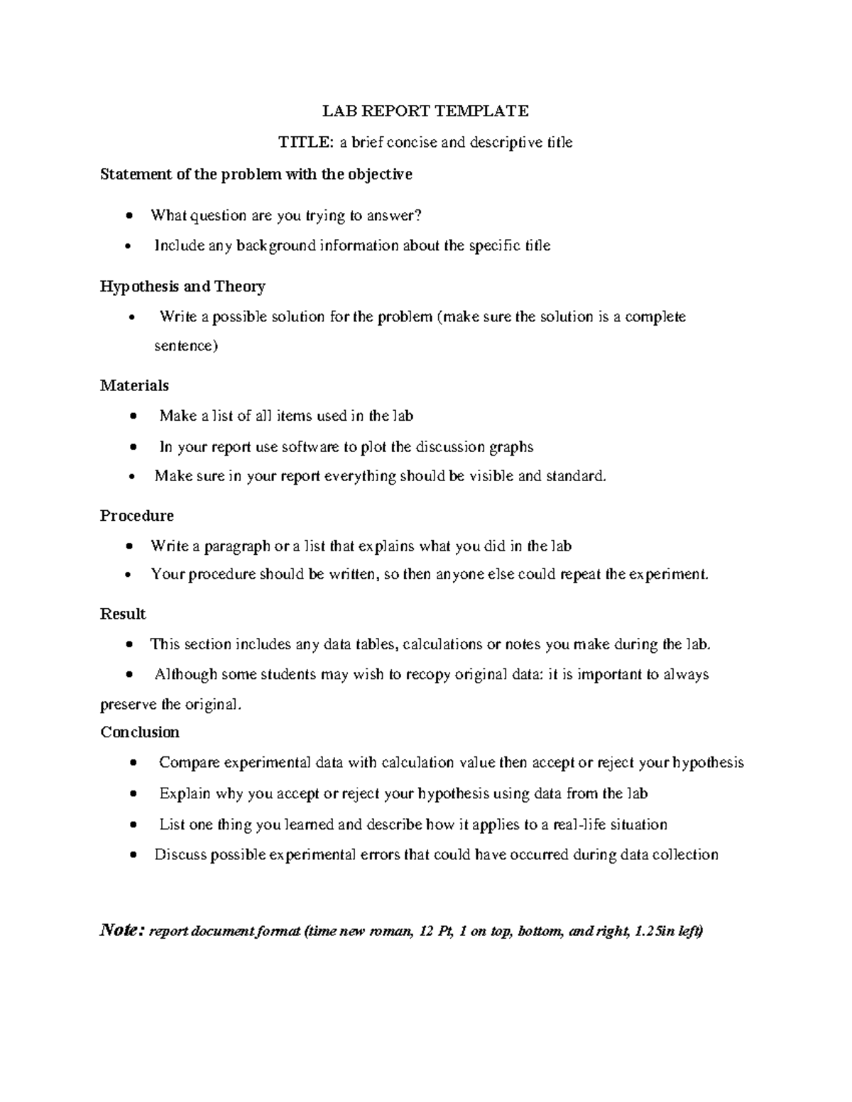 LAB Report Template - LAB REPORT TEMPLATE TITLE: a brief concise and ...