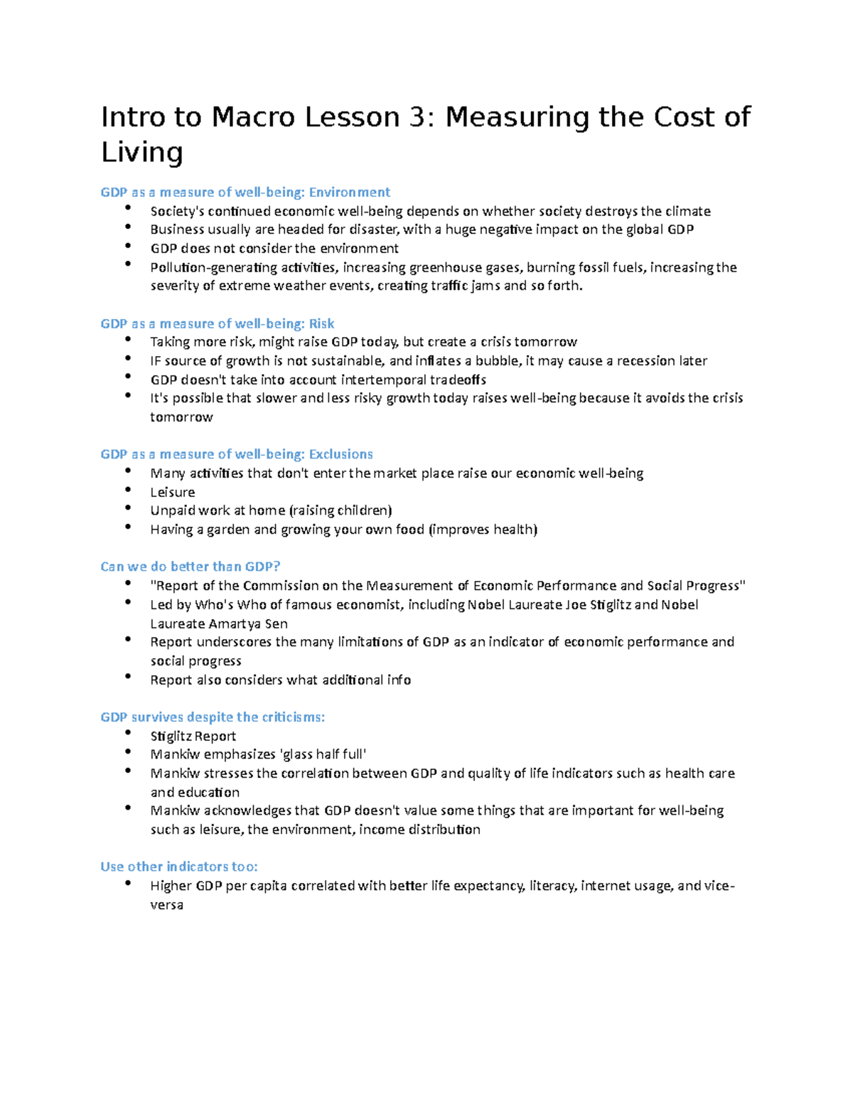Intro to Macro Lesson 3 - Prof. Jonathan Ostry - Intro to Macro Lesson 3: Measuring the Cost of ...