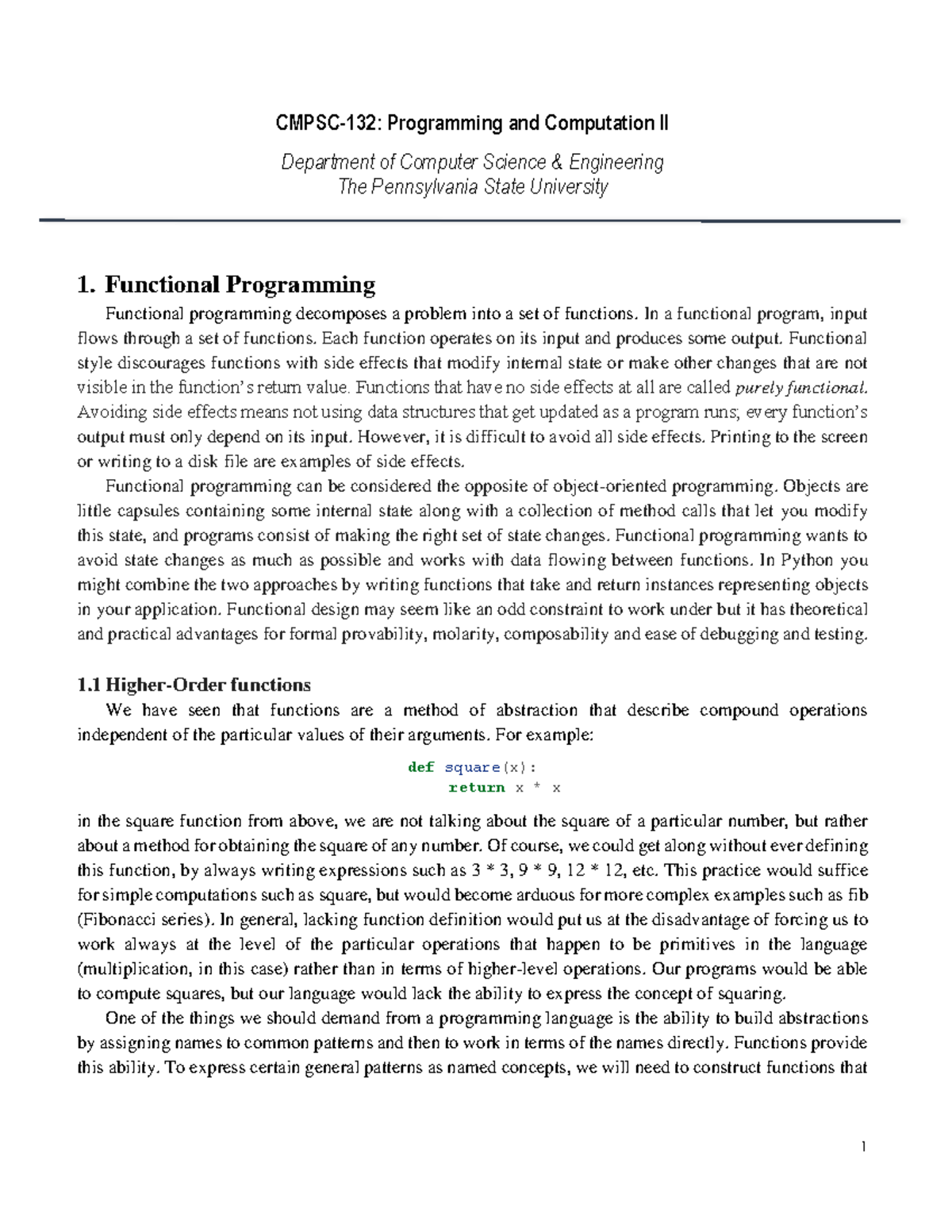 [Notes] Functional Programming - CMPSC-132: Programming and Computation ...