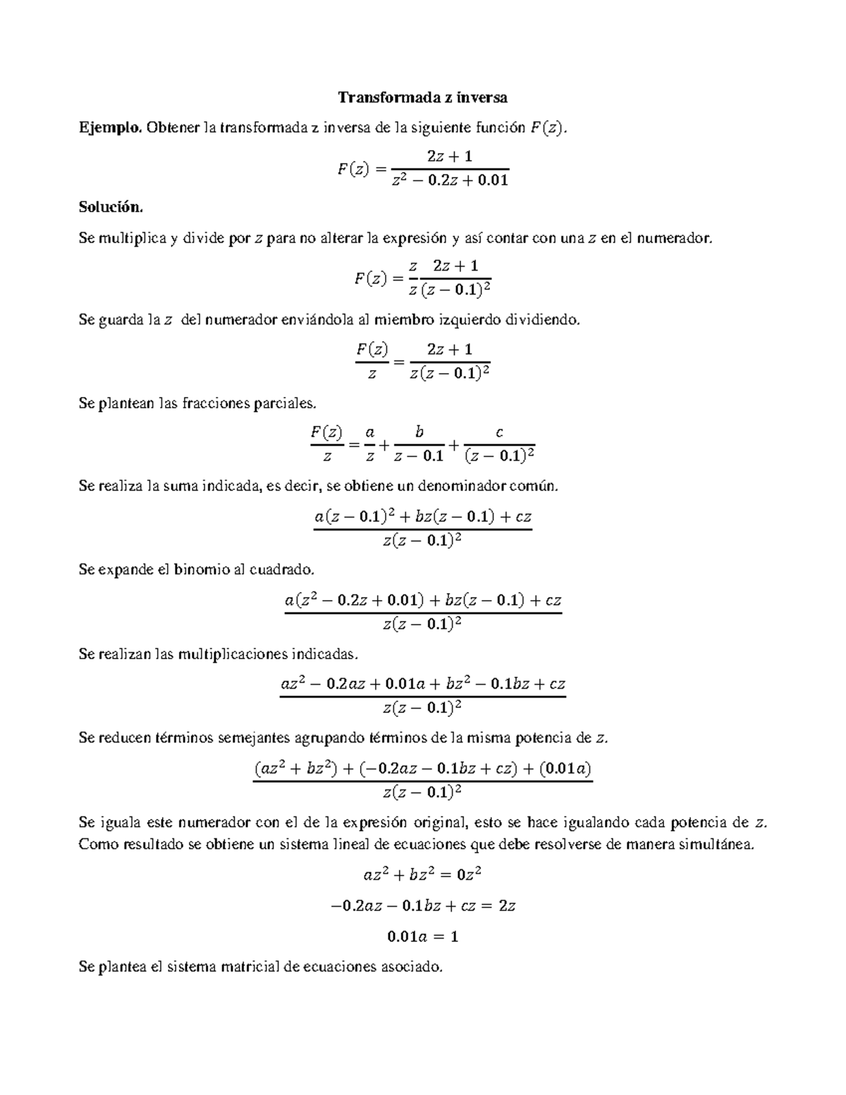 Transformada z inversa usando Matlab - Transformada z inversa Ejemplo ...