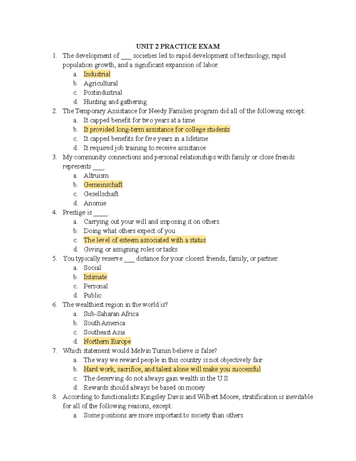 UNIT 2 Practice EXAM - n/a - UNIT 2 PRACTICE EXAM The development of ... UNIT 2 Practice EXAM - n/a - UNIT 2 PRACTICE EXAM The development of ...