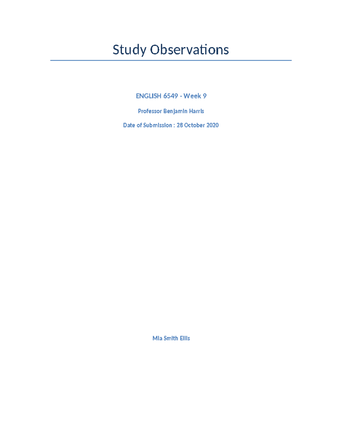 English-6549-Study Observations - Study Observations ENGLISH 6549 ...