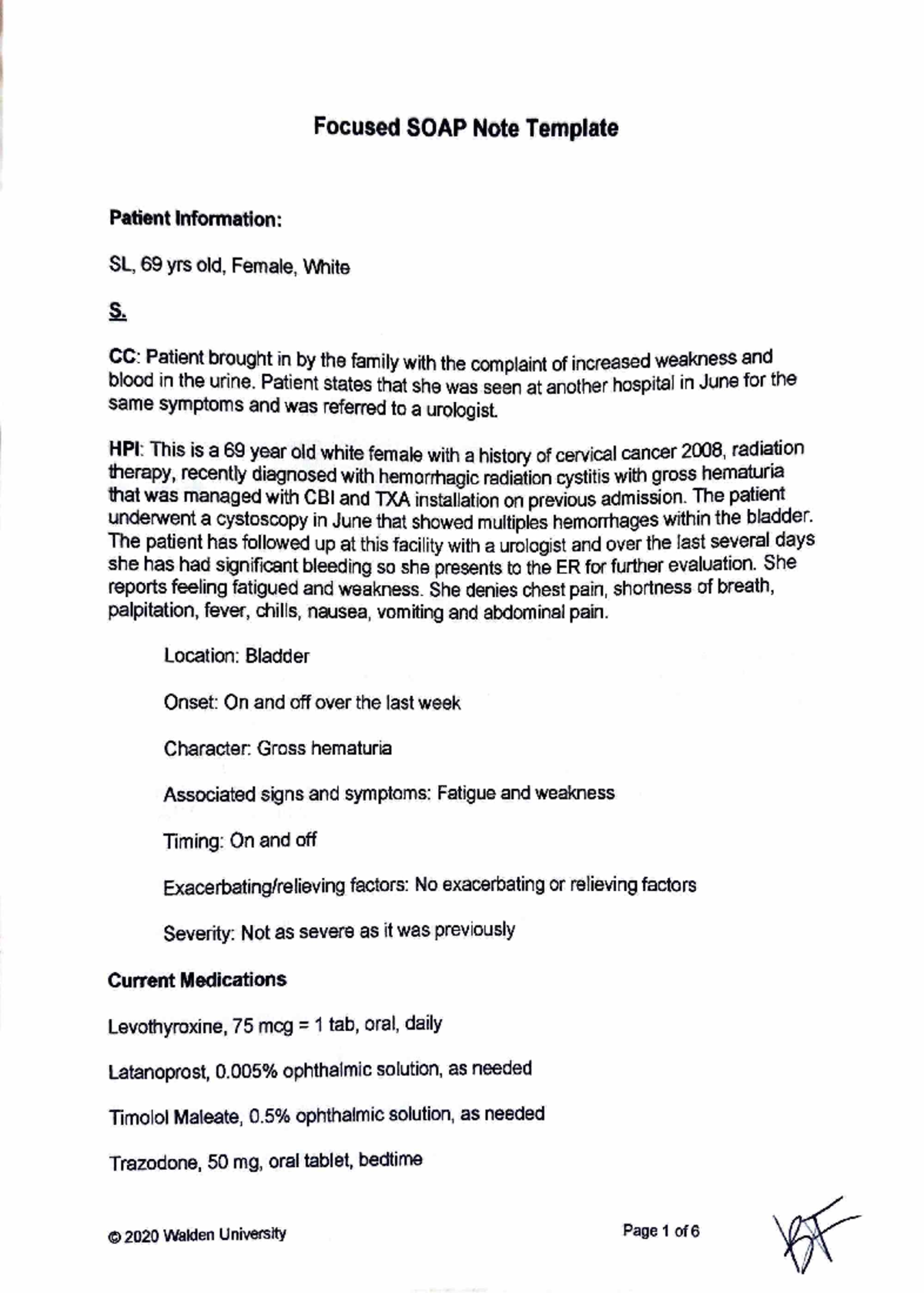 Complex Case Study - Focused SOAP Note Template Patient Information: SL ...