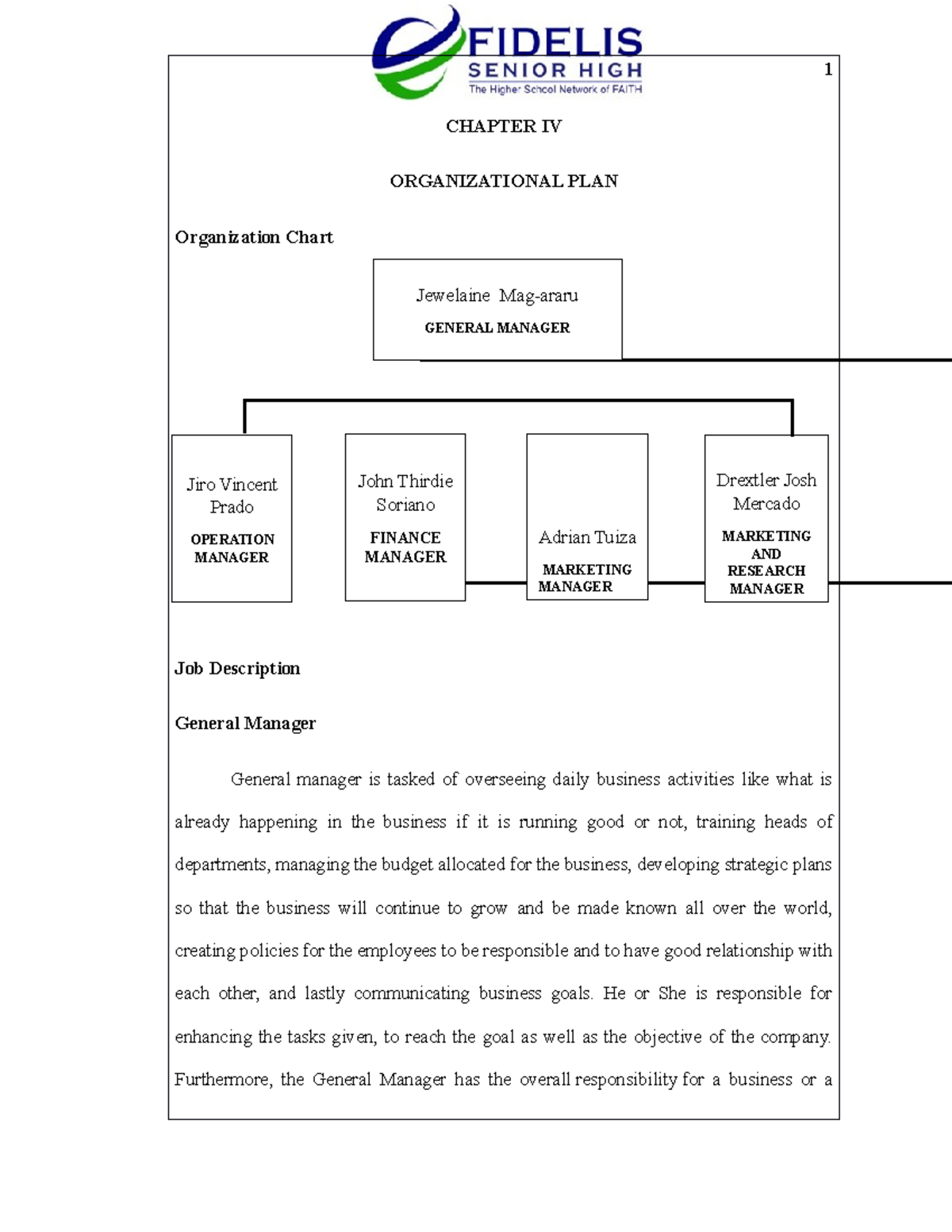 Chapter 4 Organizational PLAN Group 8 - CHAPTER IV ORGANIZATIONAL PLAN ...