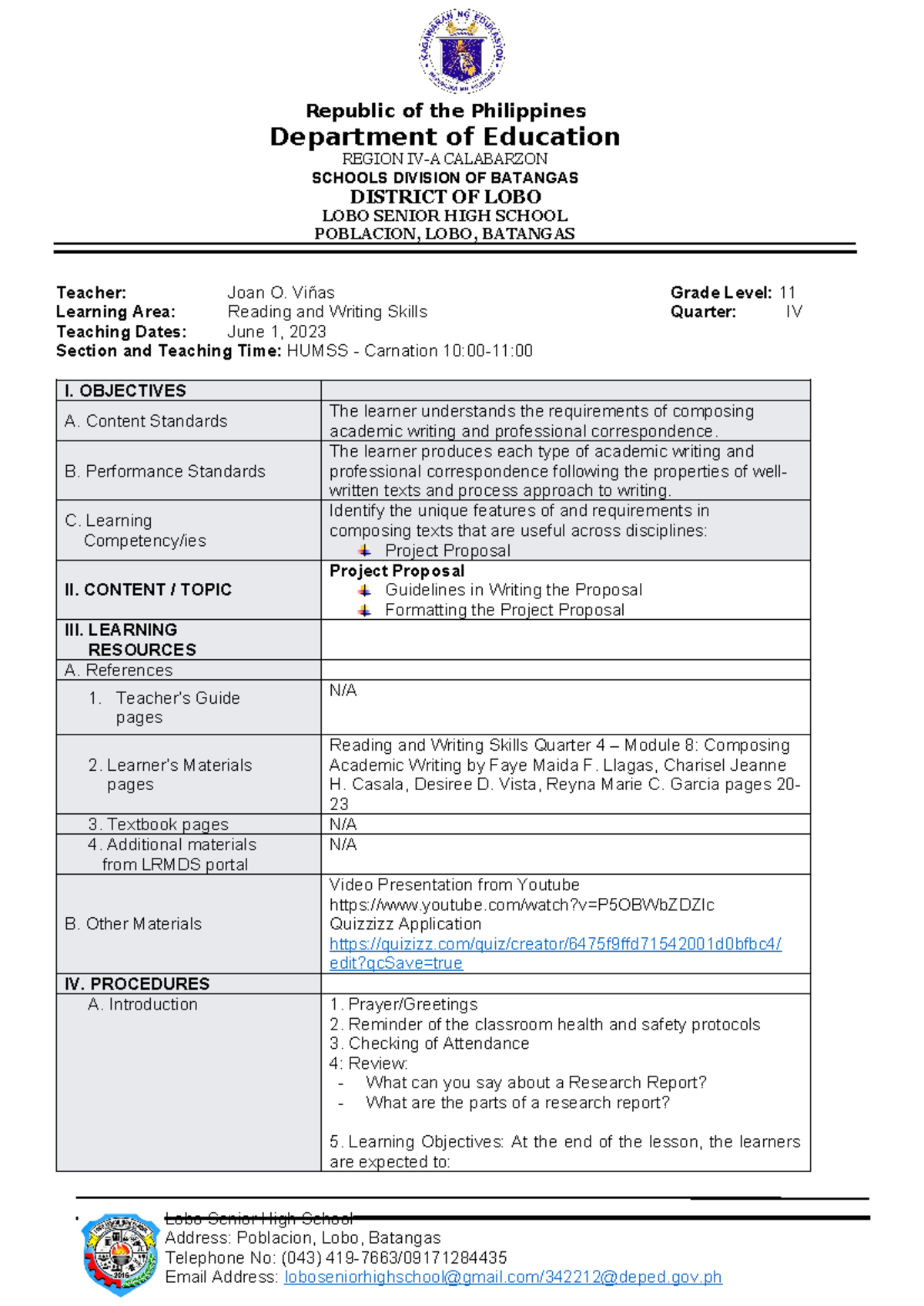 02 Reference English Detailed Lesson PLAN Deped - Department of ...