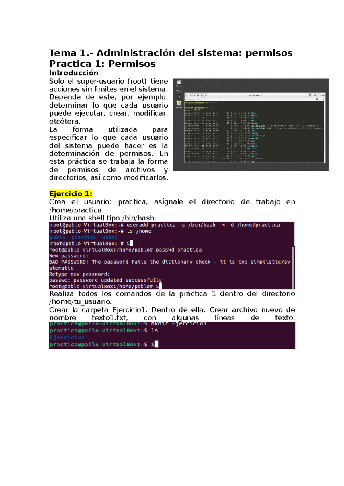 Práctica 1. Permisos LINUX - Tema 1.- Administración del sistema ...
