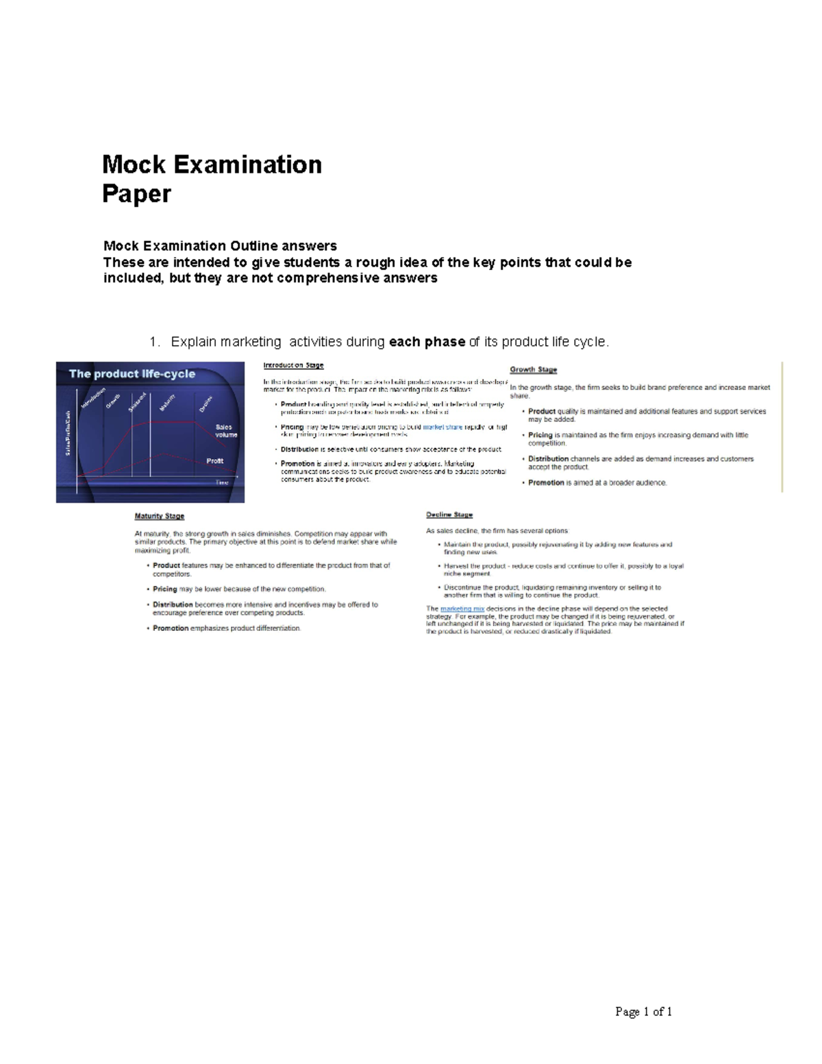 Sample/practice exam, answers - Mock Examination Paper Mock Examination ...