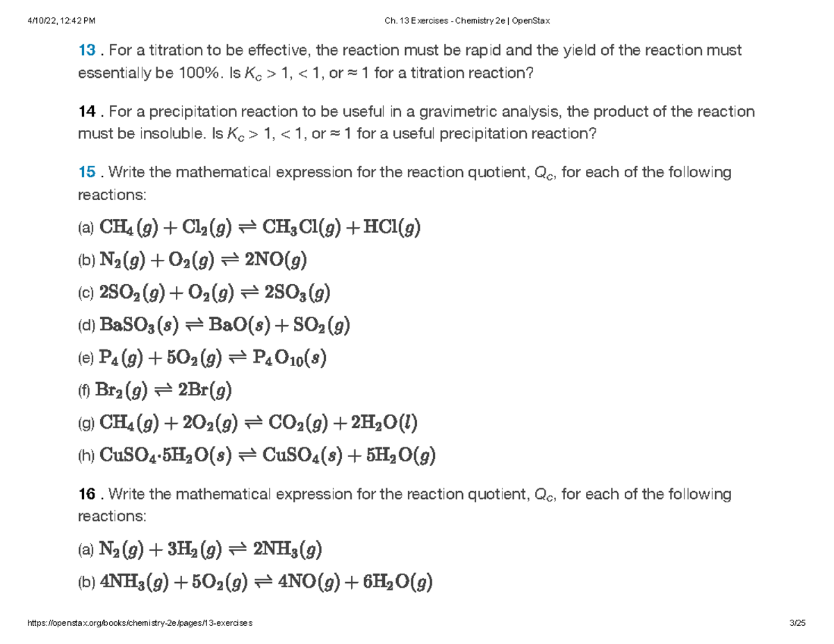 CHEM Questions 1 , Equilibrium Practice problems with helps - CHEM ...