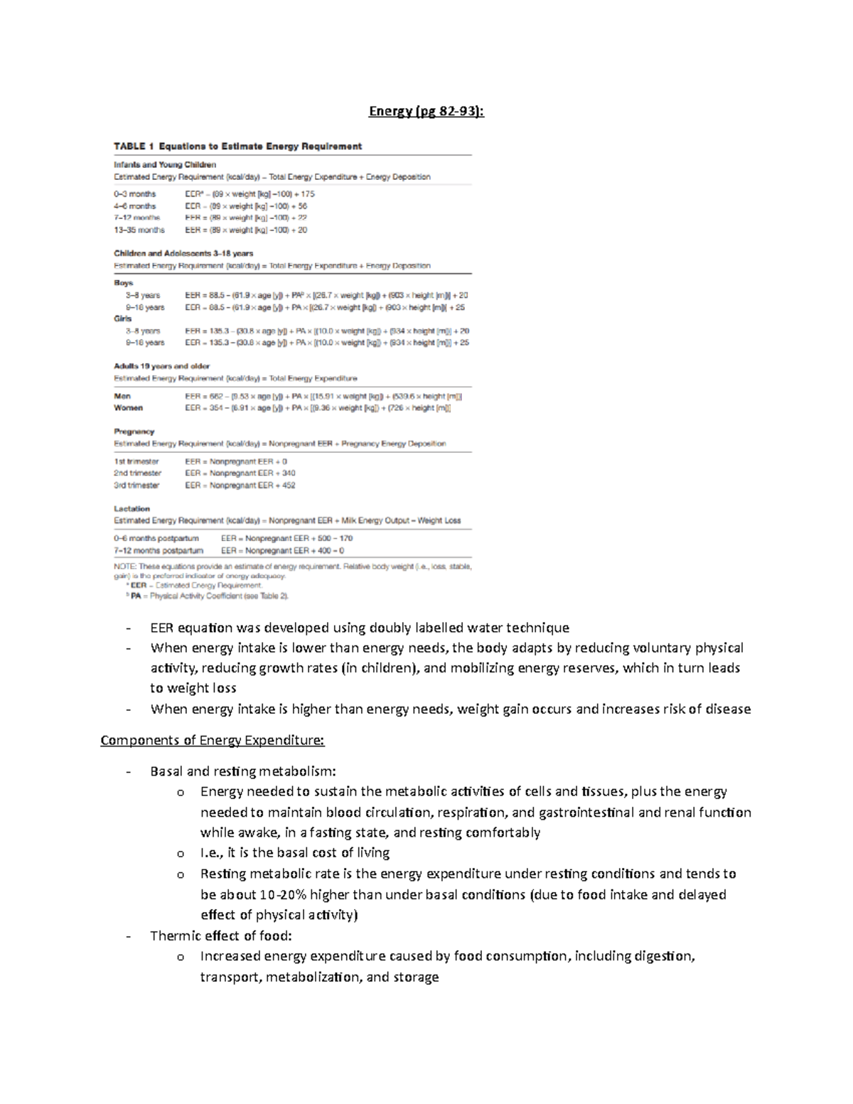 Energy (DRI Manual) - Textbook reading - Energy (pg 82-93): EER ...