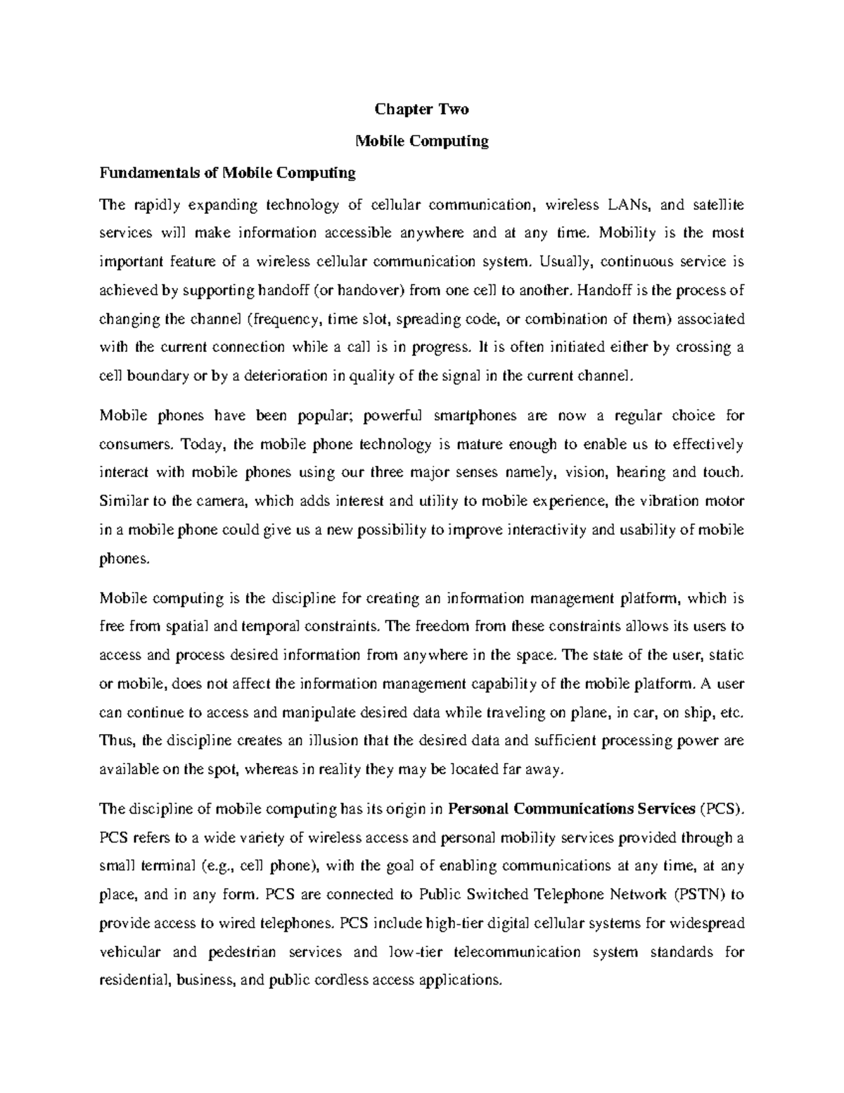 Mobile Computing Chapter Two Mobile Computing Fundamentals Of Mobile Computing The Rapidly