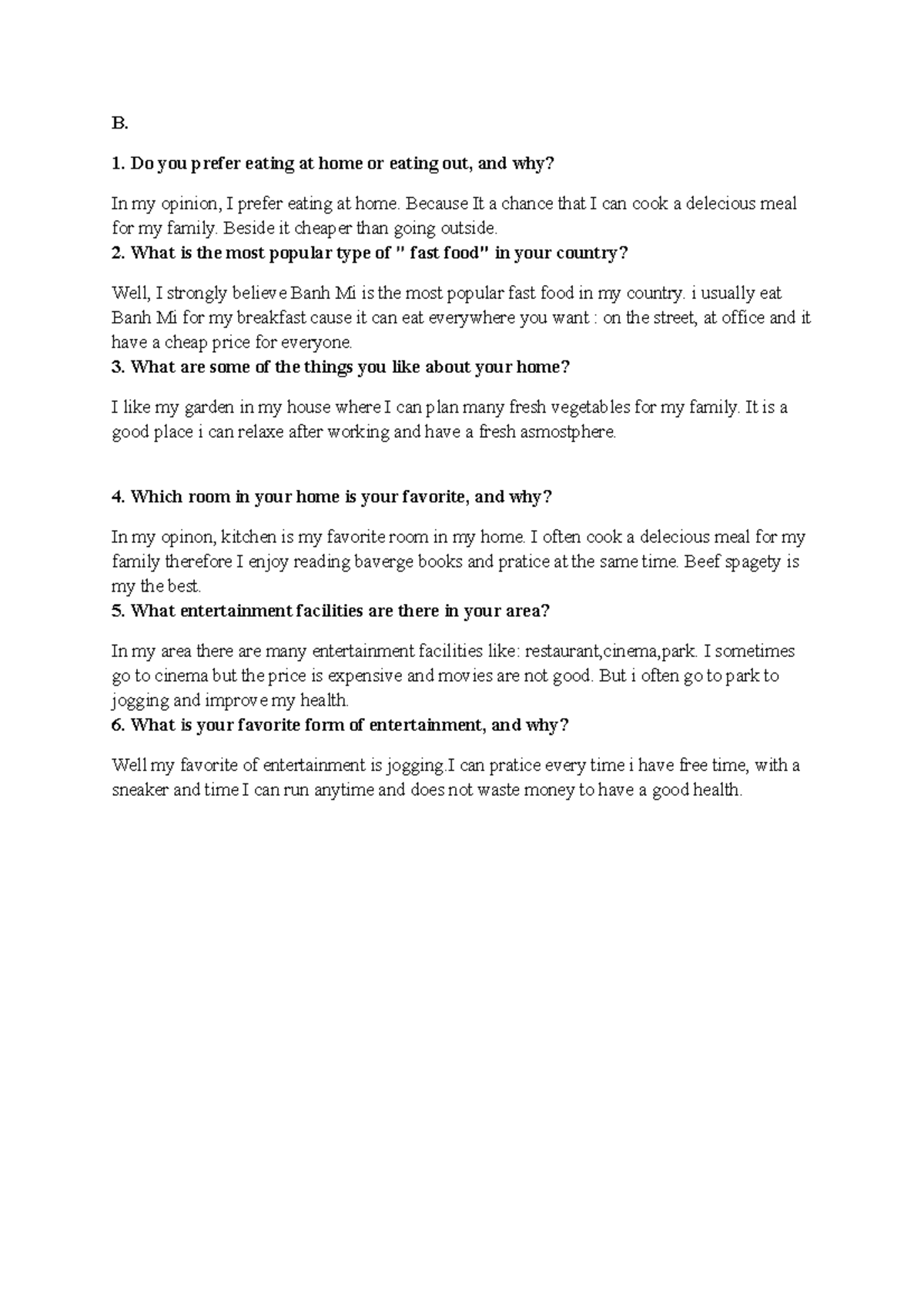 Bài 3 analysis 1 international university - B. 1. Do you prefer eating ...