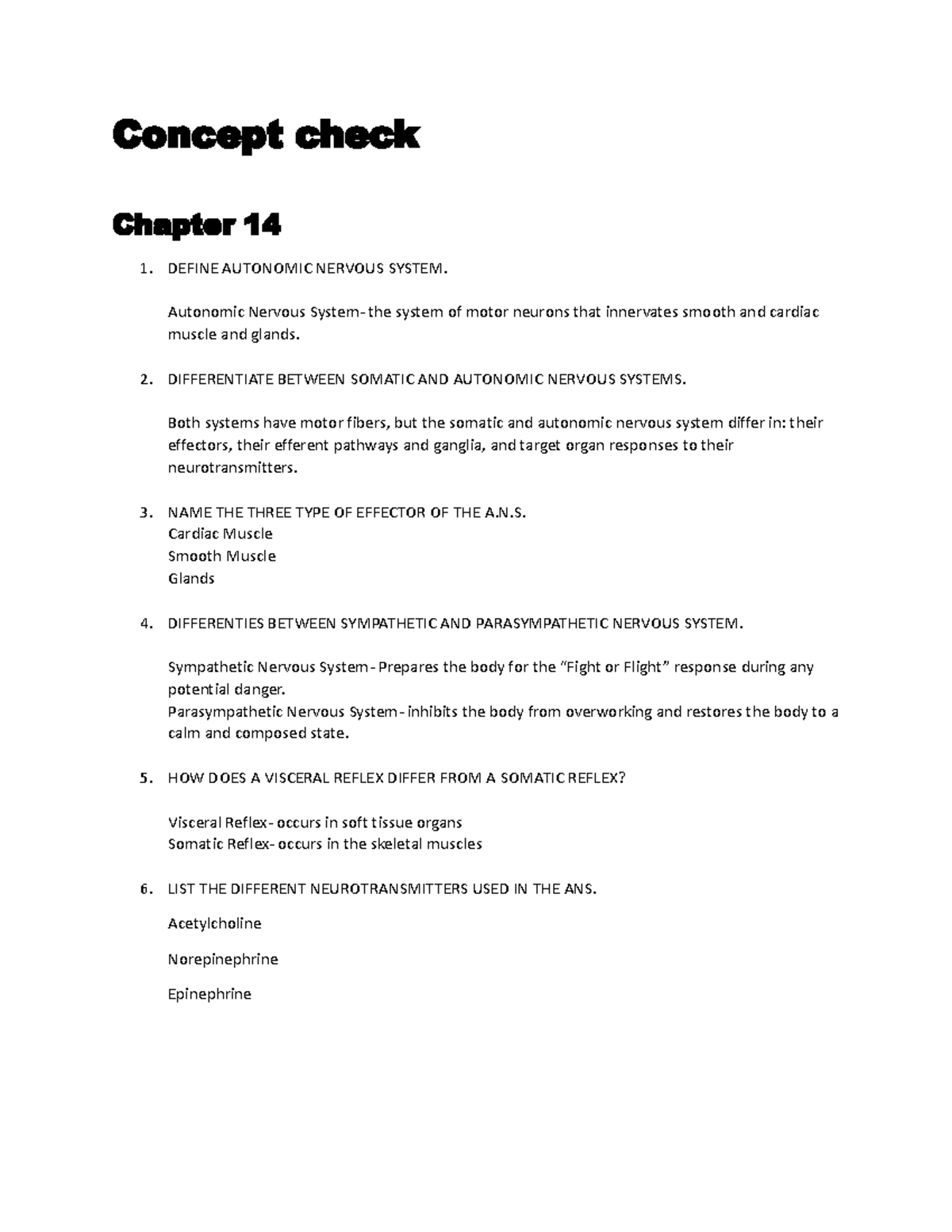 Chapter 14 Concept Check Questions - Concept check Chapter 14 1. DEFINE ...