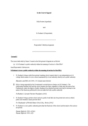 Moot skeleton argument example 2 - IN THE SUPREME COURT HURLEY ...
