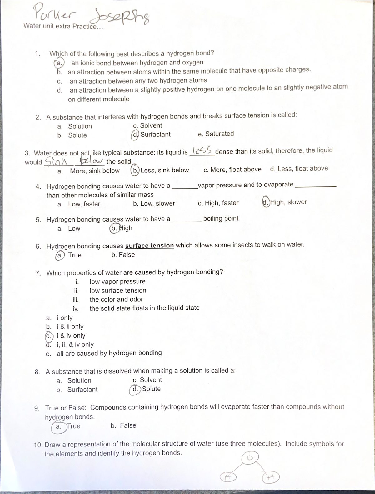 Test Review (Apr 15, 2024 at 2:53 PM) - Parker Josephs Water unit extra ...