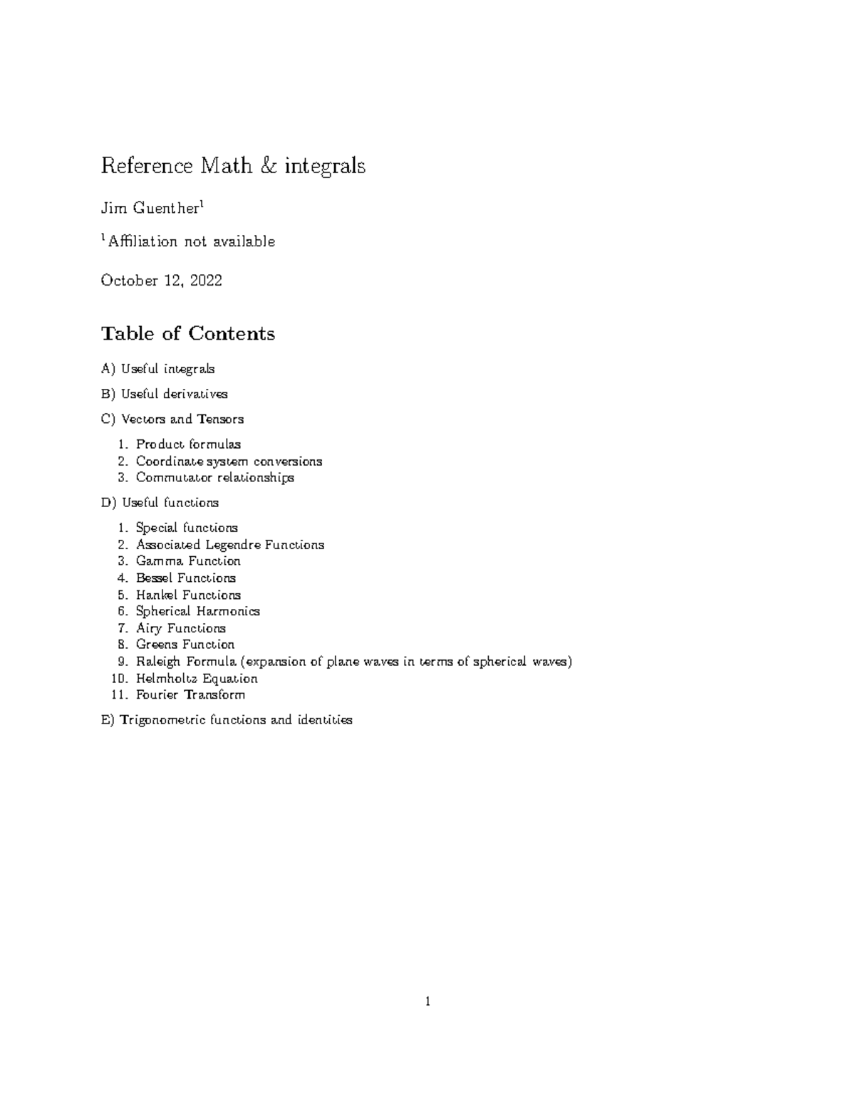 Reference Math for QM 221011 - Reference Math & integrals Jim Guenther 1 1 Affiliation not - Studocu
