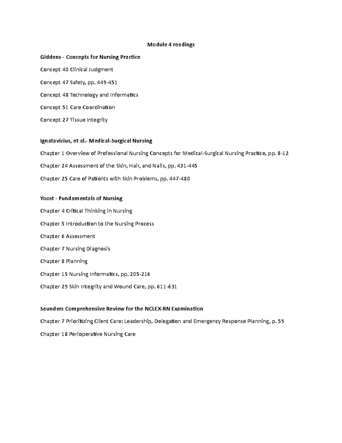 Module 4 & 5 readings - lecture notes - Module 4 readings Giddens ...