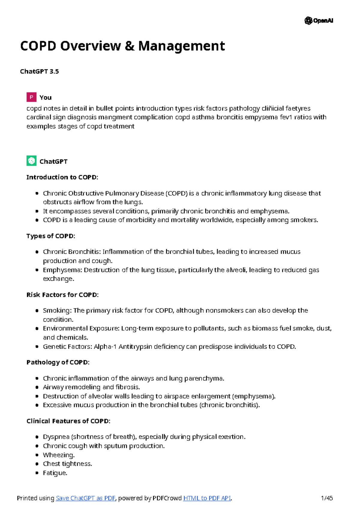 COPD Overview & Management - COPD Overview & Management ChatGPT 3. You ...