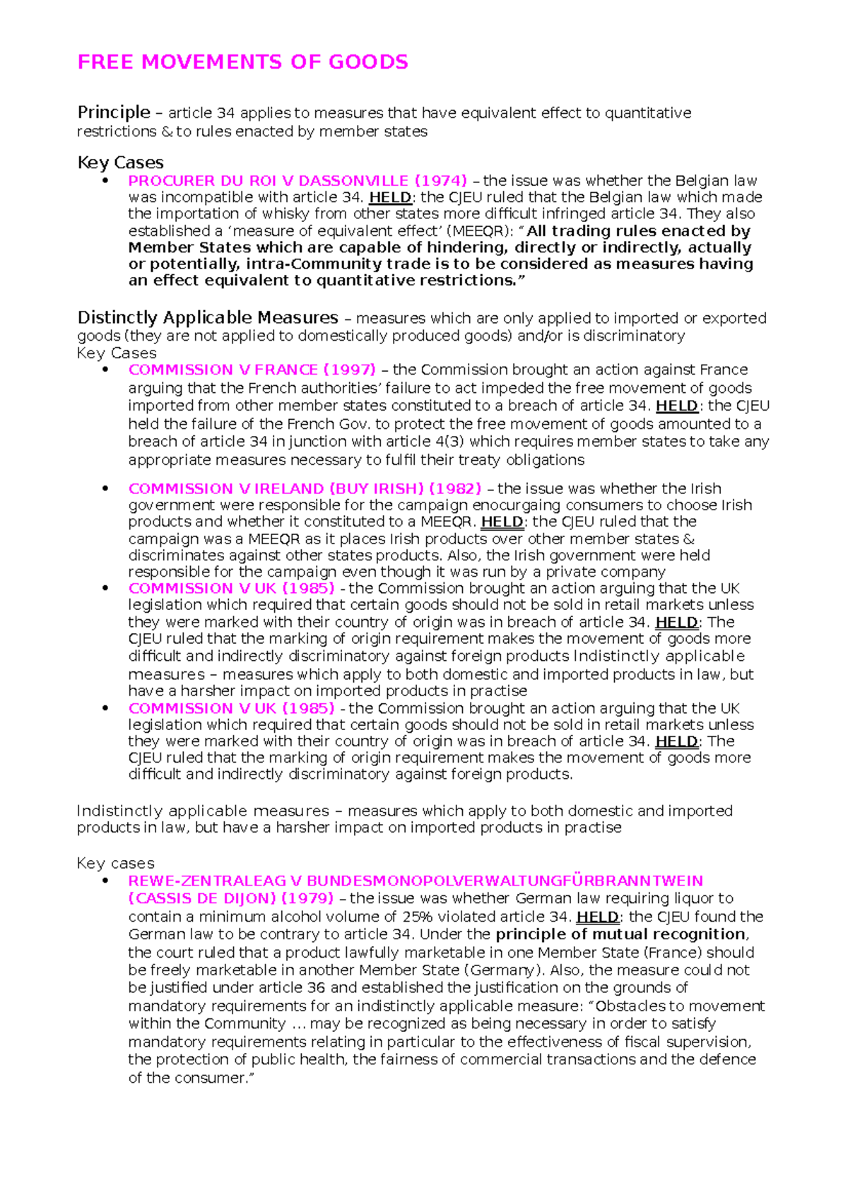 FREE Movements OF Goods - FREE MOVEMENTS OF GOODS Principle – article ...