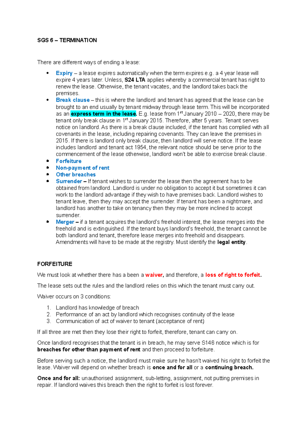 SGS 6 - Termination - SGS 6 – TERMINATION There are different ways of ...