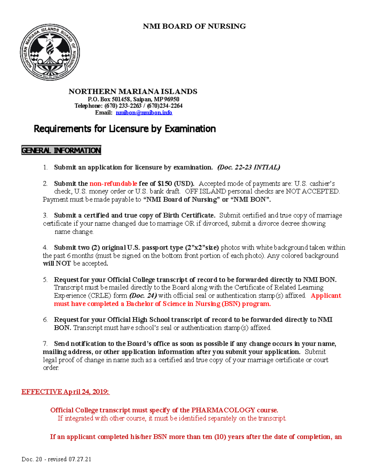 Doc 20 21 nclex requirements for licensure by examination 07 27 21 ...