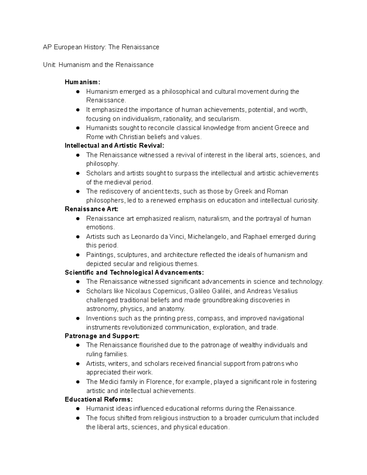 AP European History - The Renaissance - AP European History: The ...