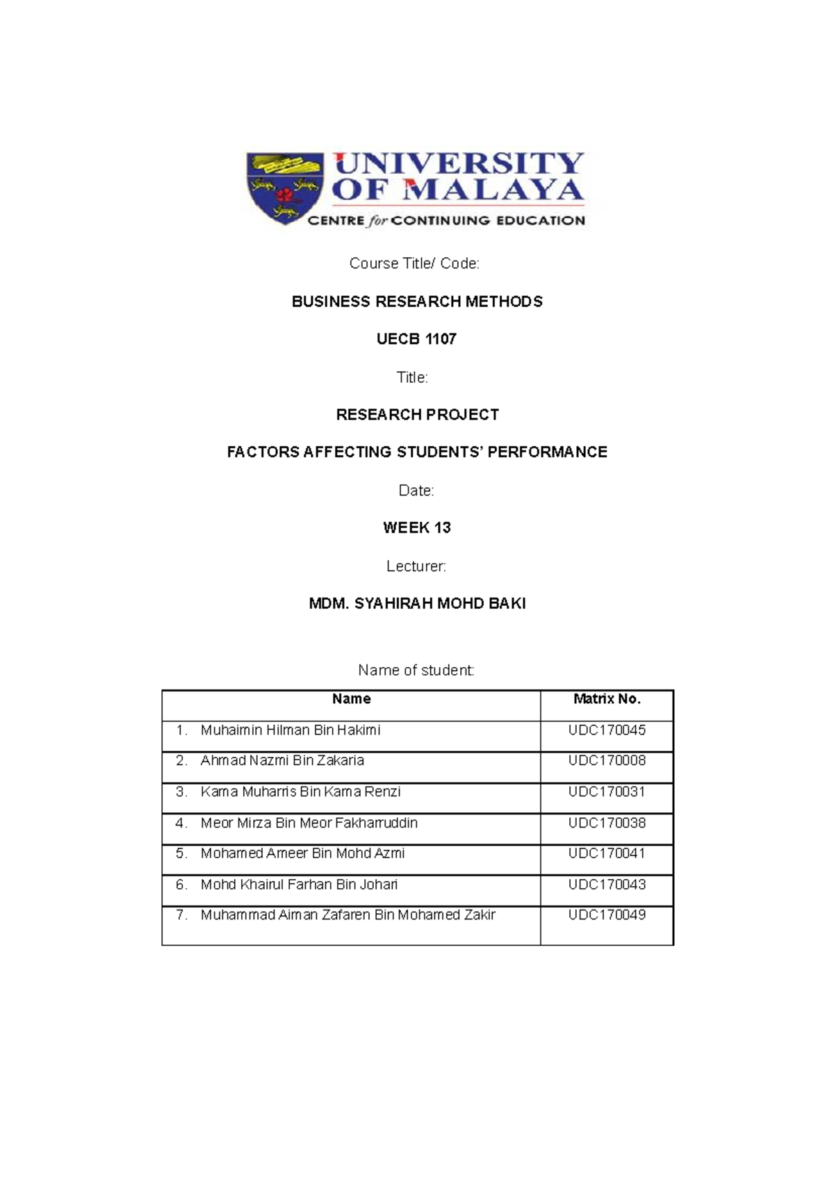 BR Research Project - full - Course Title/ Code: BUSINESS RESEARCH ...