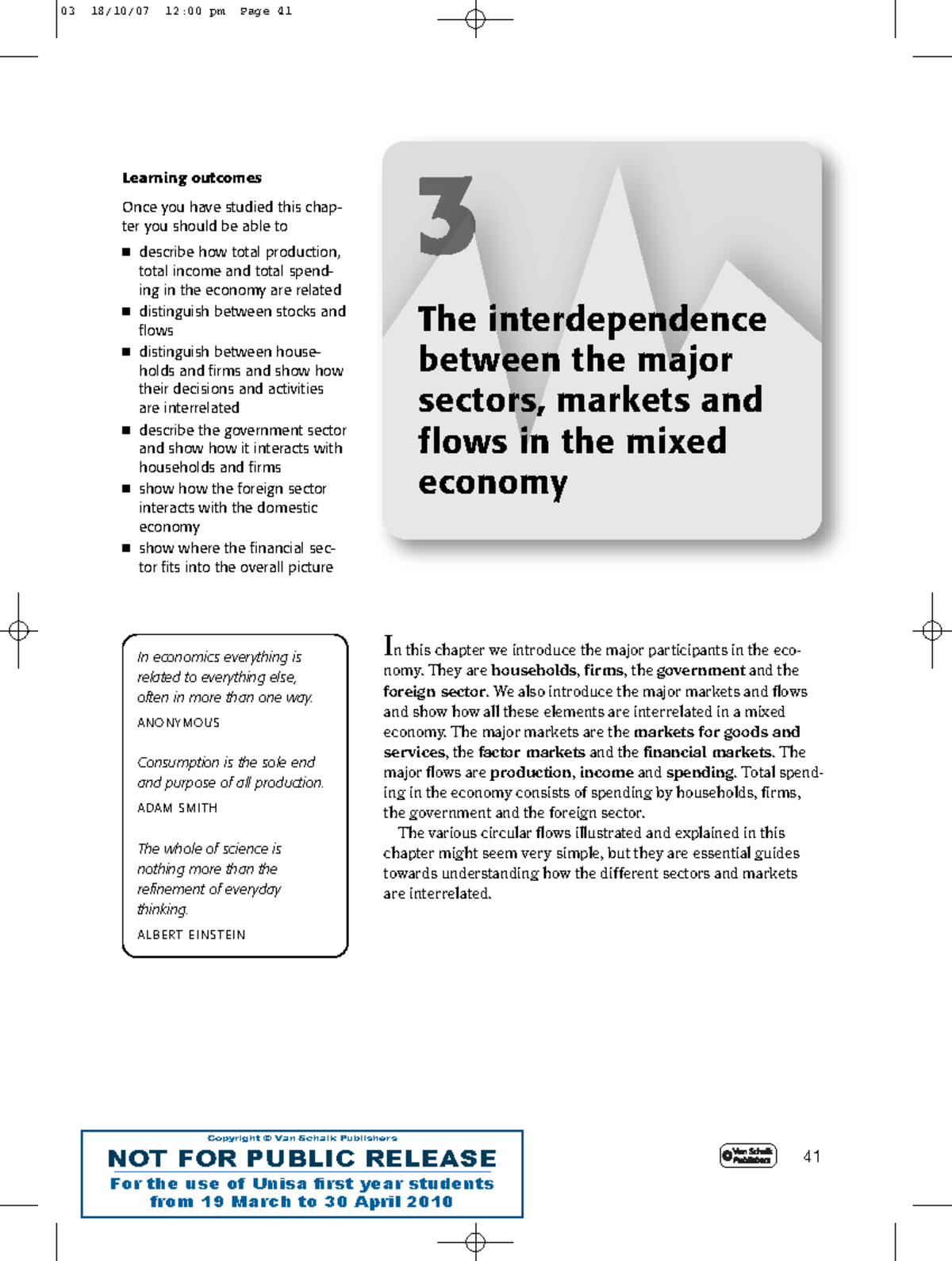 Economics-03 - Lecture notes 1 - 3 The interdependence between the ...