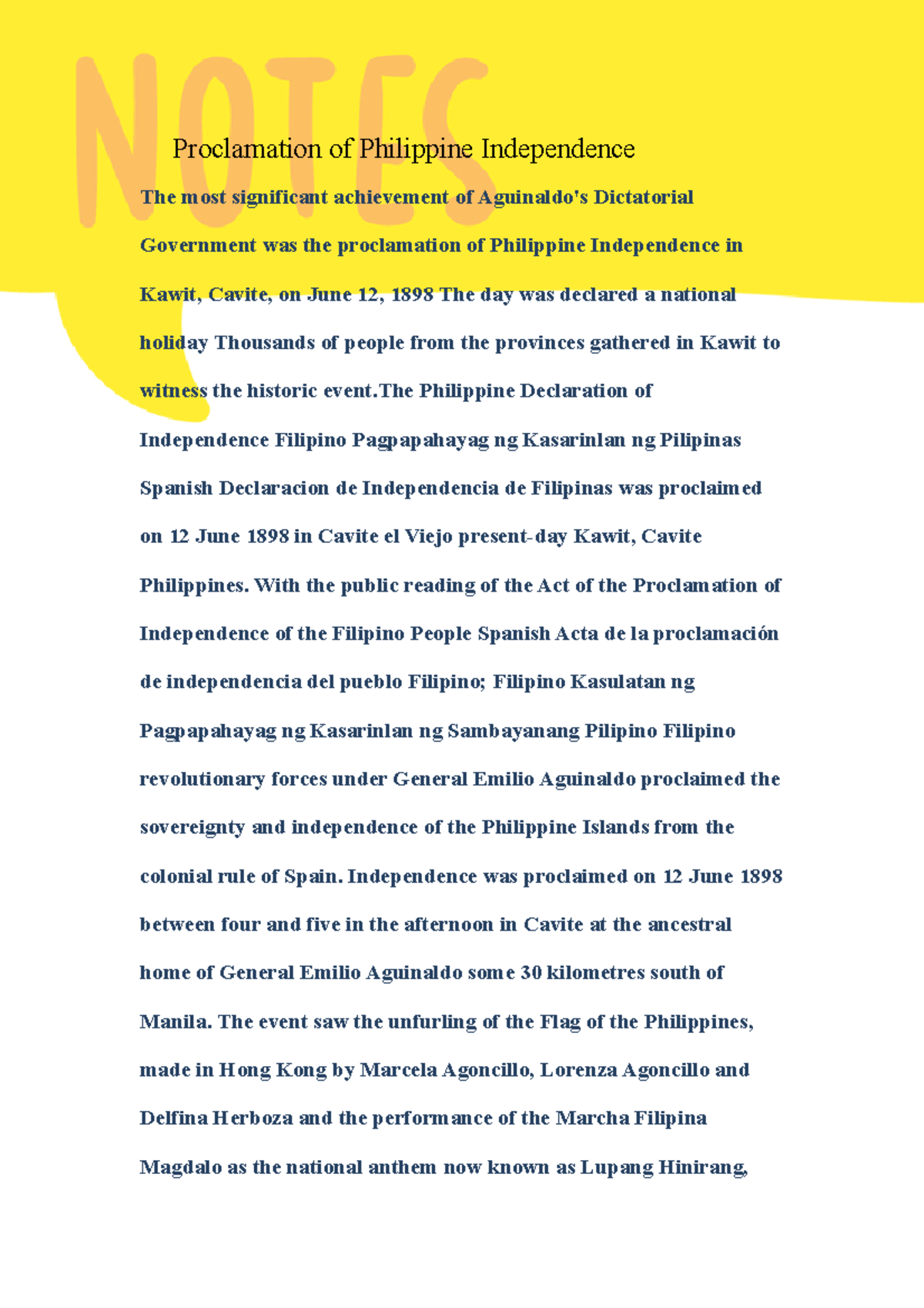 Proclamation philippines history - Home economics - Studocu