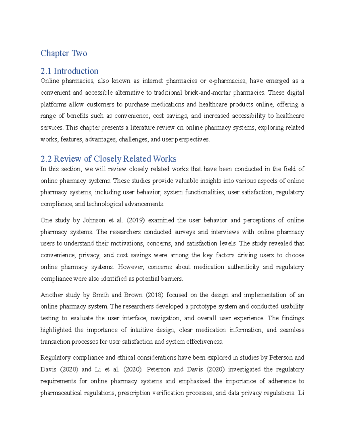 Chapter 2 Online Pharmacy - Chapter Two 2 Introduction Online ...