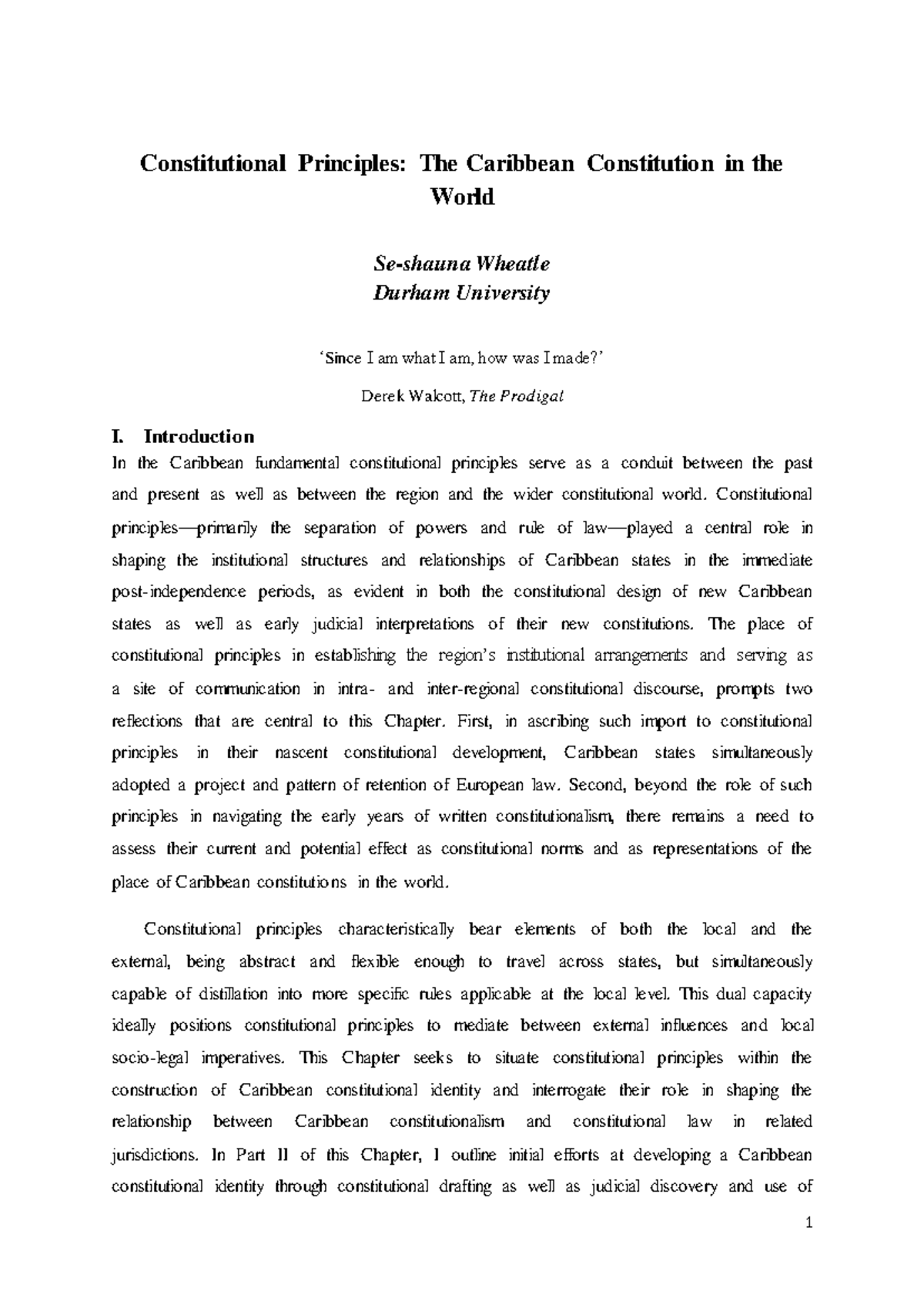 25476 - lecture notes - Constitutional Principles: The Caribbean ...
